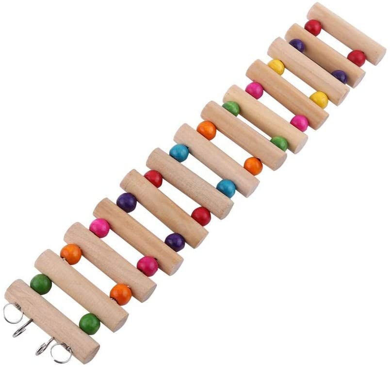 Ludlz Parrot Ladder, Wooden Ladder with Colorful Beads Steps Climbing ...