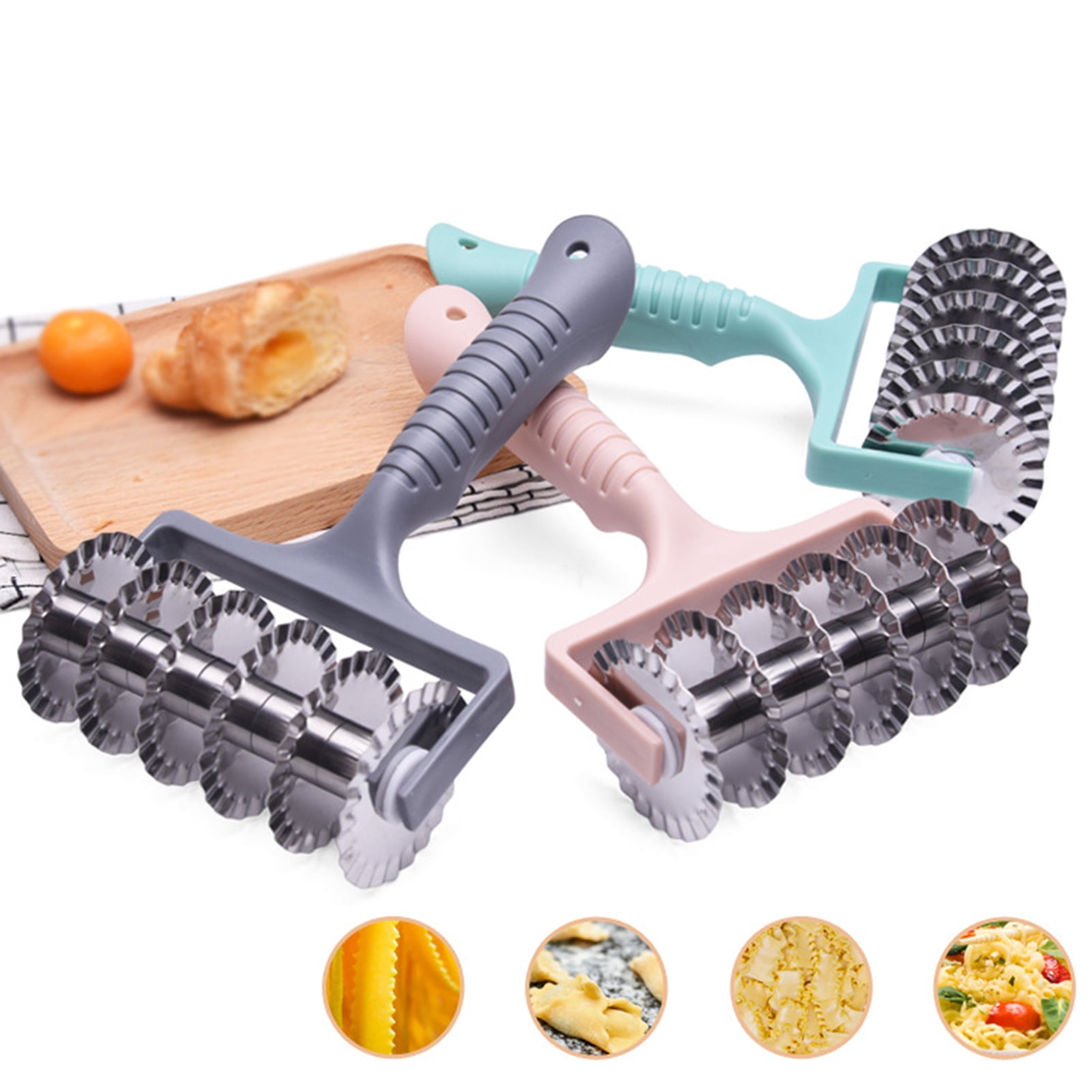 Ludlz Pastry Roller Cutter Non-slip Long Handle Cozy Grip Stainless ...