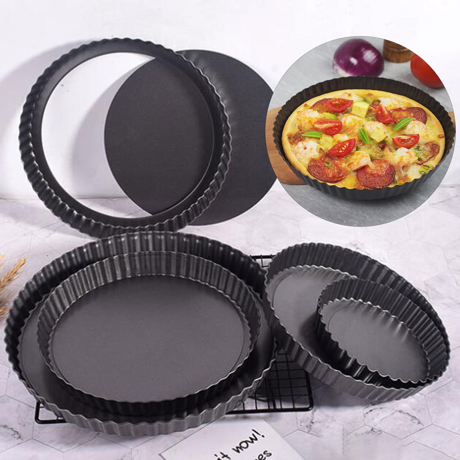 Ludlz Pizza Tray Easy to Demould High Hardness Wave Edge Design Carbon ...