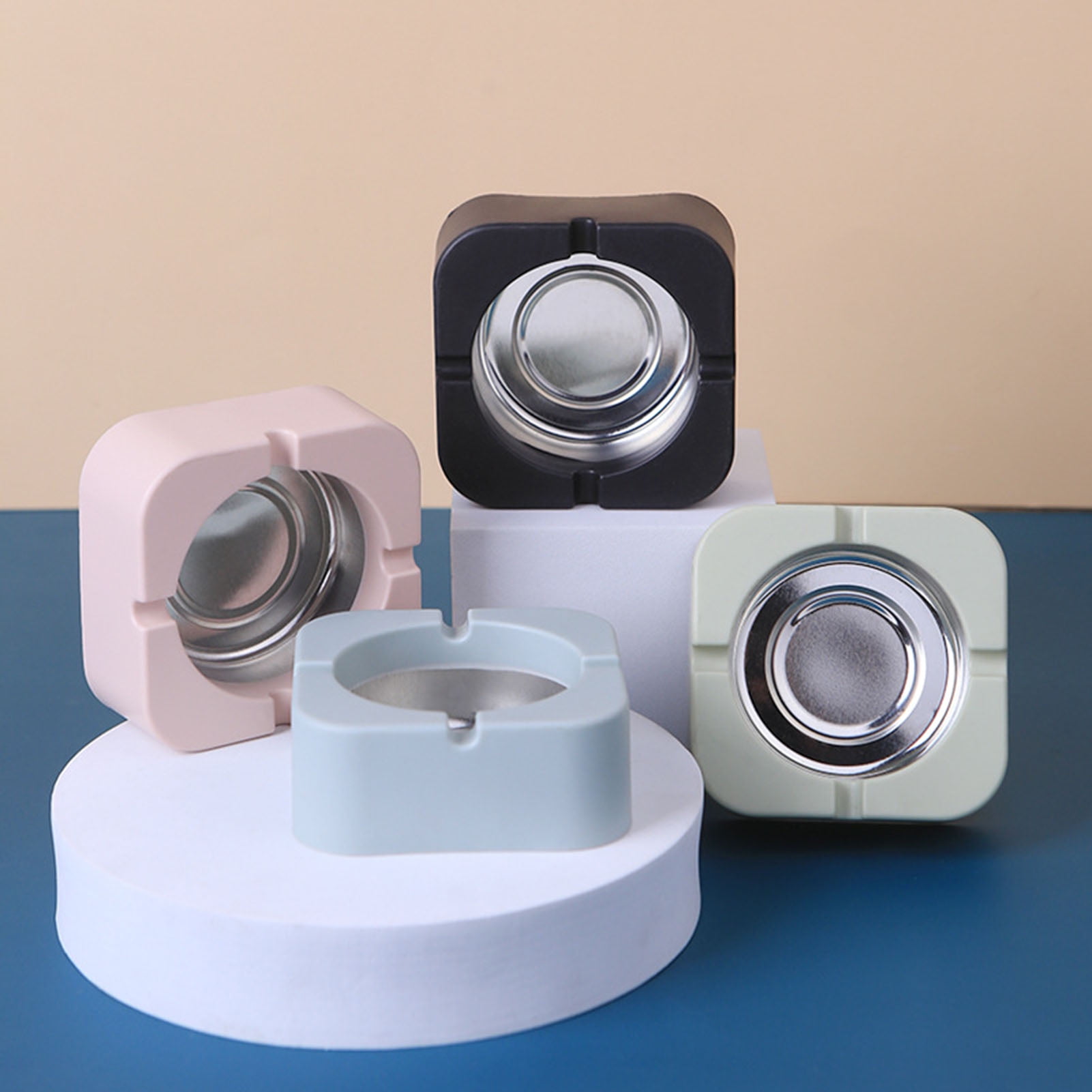 Ludlz Portable Creative Tinplate Square Ashtray Holder Cigarette Ash ...