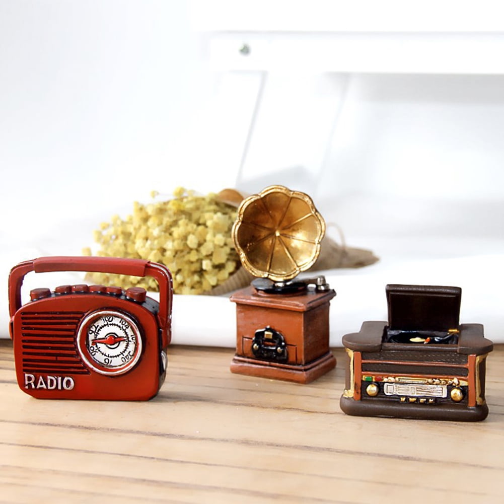 Ludlz Retro Phonograph Typewriter Figurine Mini Sculpture Art Craft ...