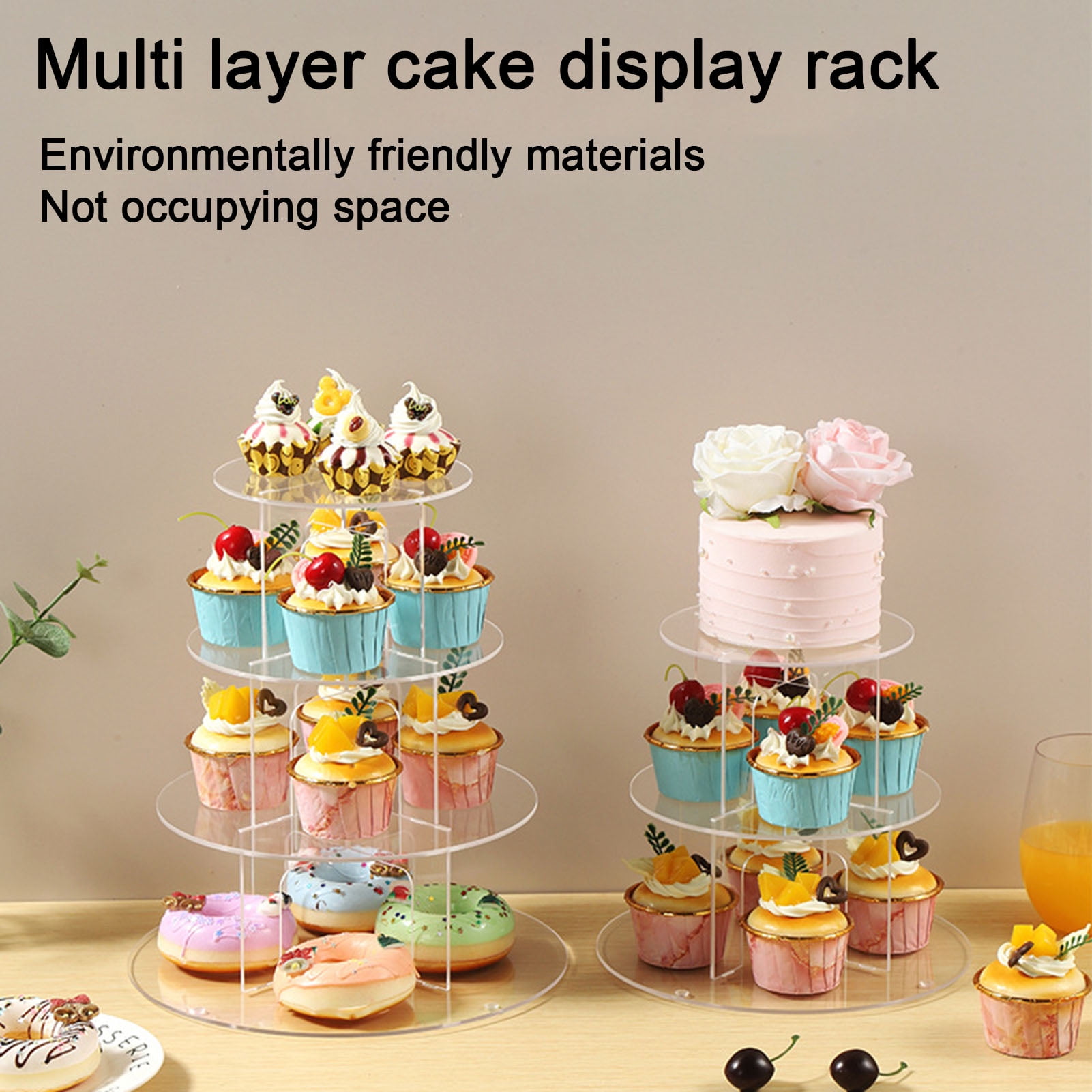 Ludlz Round Cake Stand Transparent Multi-layer Simple Installation ...