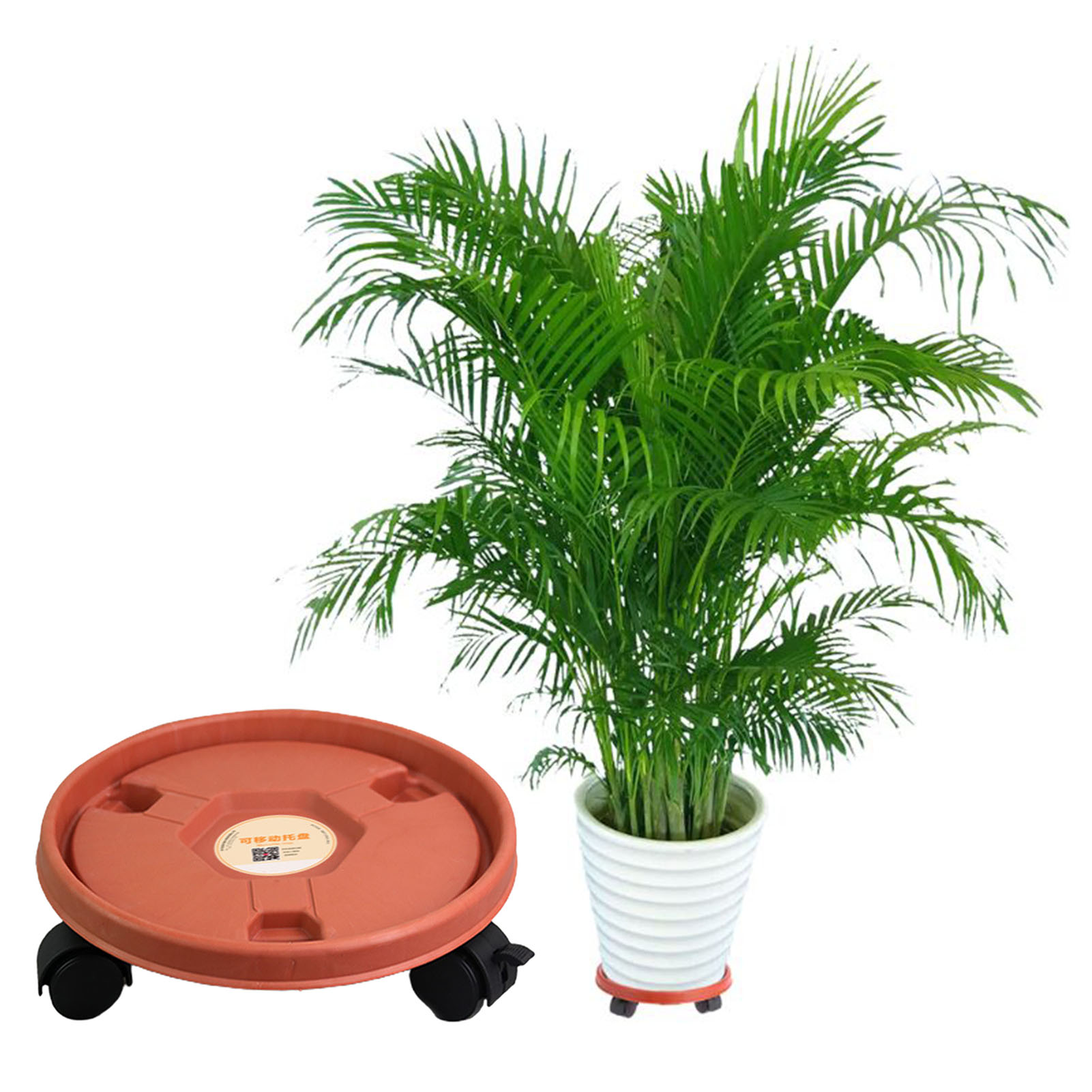 Ludlz Round Flower Pot Mover Garden Rolling Plant Stand With Wheels
