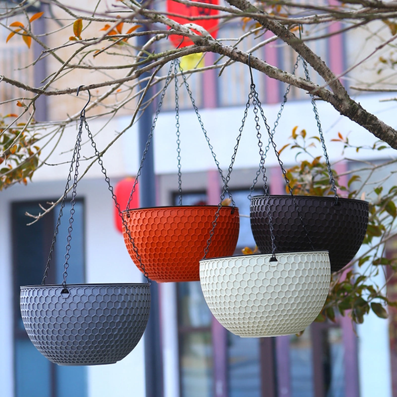 Ludlz Self-Watering Hanging Planters, Garden Flower Plant Pot Container ...