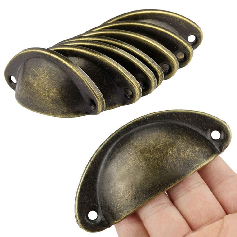 Ludlz Shell-Shaped Design Antique Bronze Metal Kitchen Cabinet Knobs ...