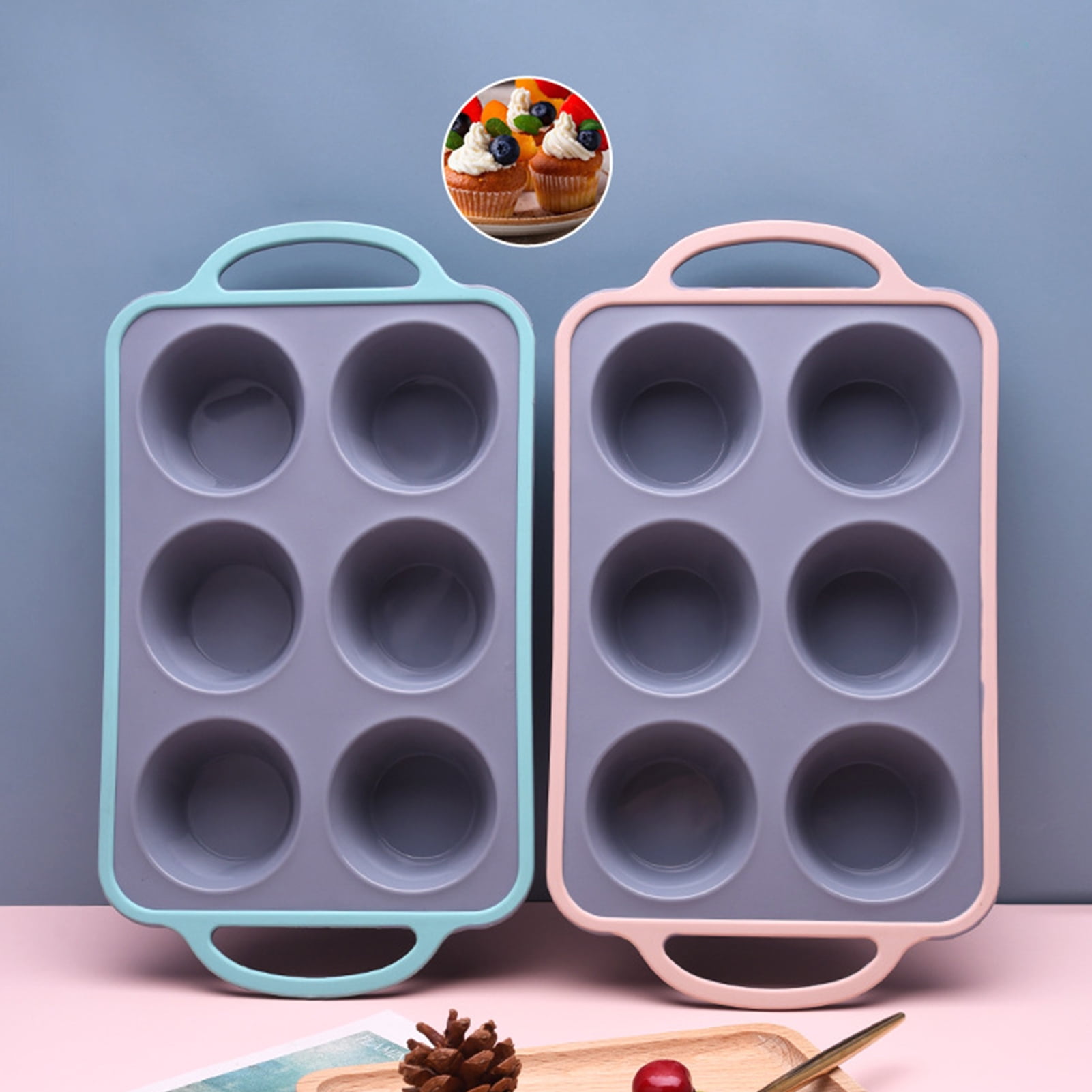 Ludlz Silicone Cake Mold 6 Cups Cupcake Model Muffin Tart Baking Pan ...