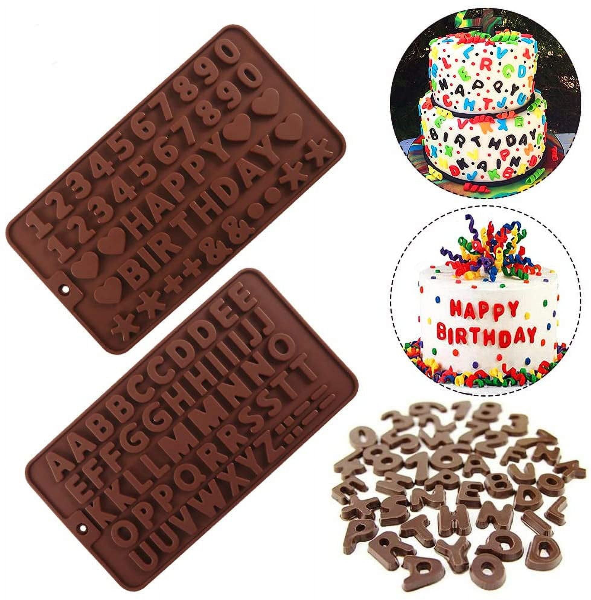 Ludlz Silicone Numbers Alphabets Molds, 2 Pack Letter Tray Happy ...