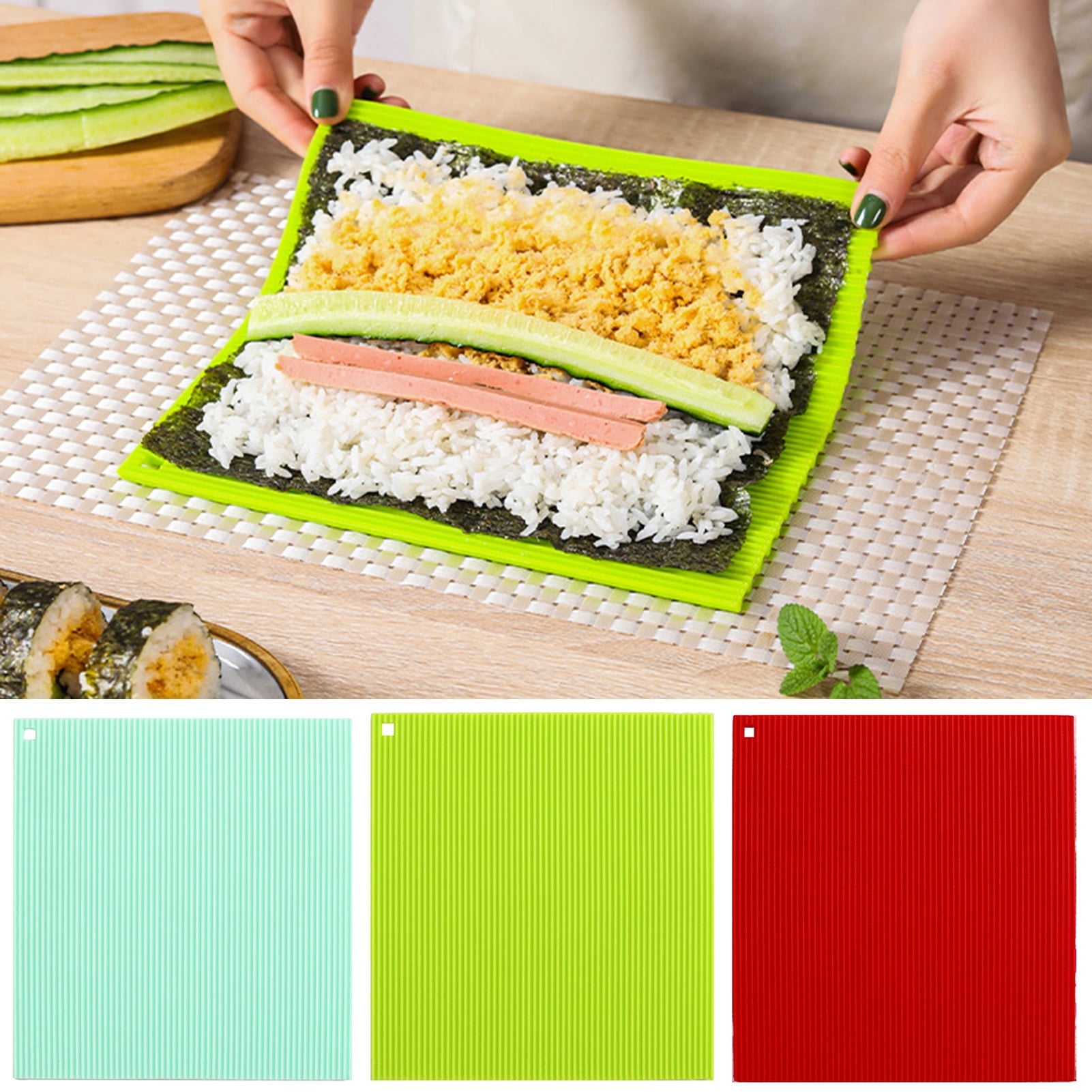 Silicone Sushi Rolling Mat Non-stick Food Grade Easy to Clean Anti-slip ...