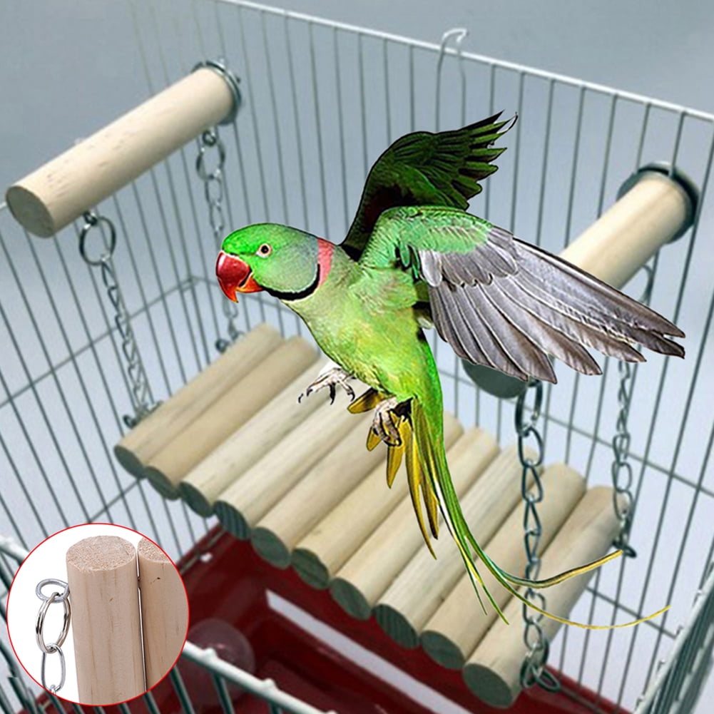 Ludlz Small Pet Hamster Birds Parrot Wooden Hanging Swing Hammock Stand ...
