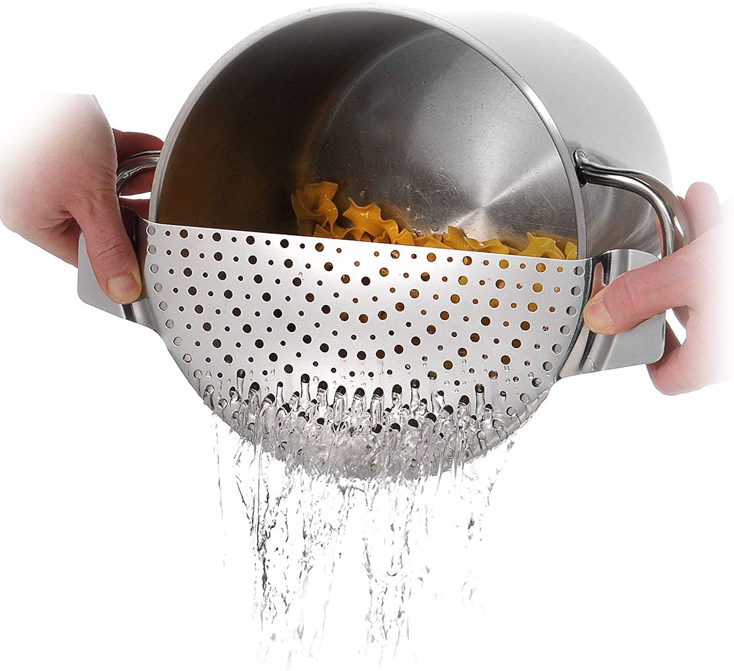 Windfall Stainless Steel Pan Pot Strainer with Recessed Hand Grips ...