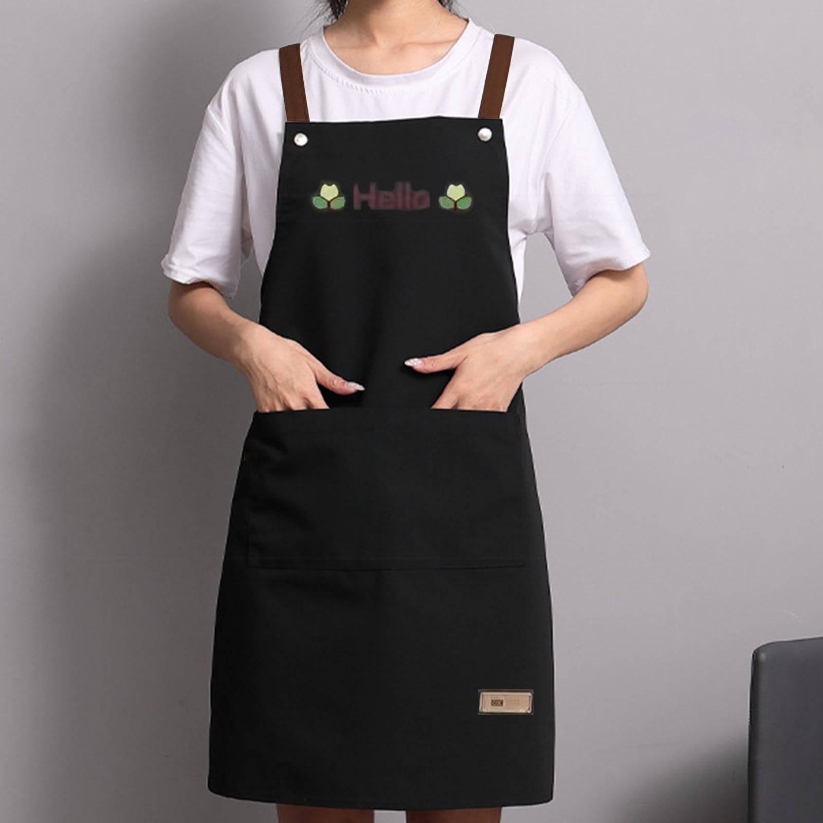 Ludlz Strap Apron Anti-fouling Pocket Adjustable Oilproof Hello ...