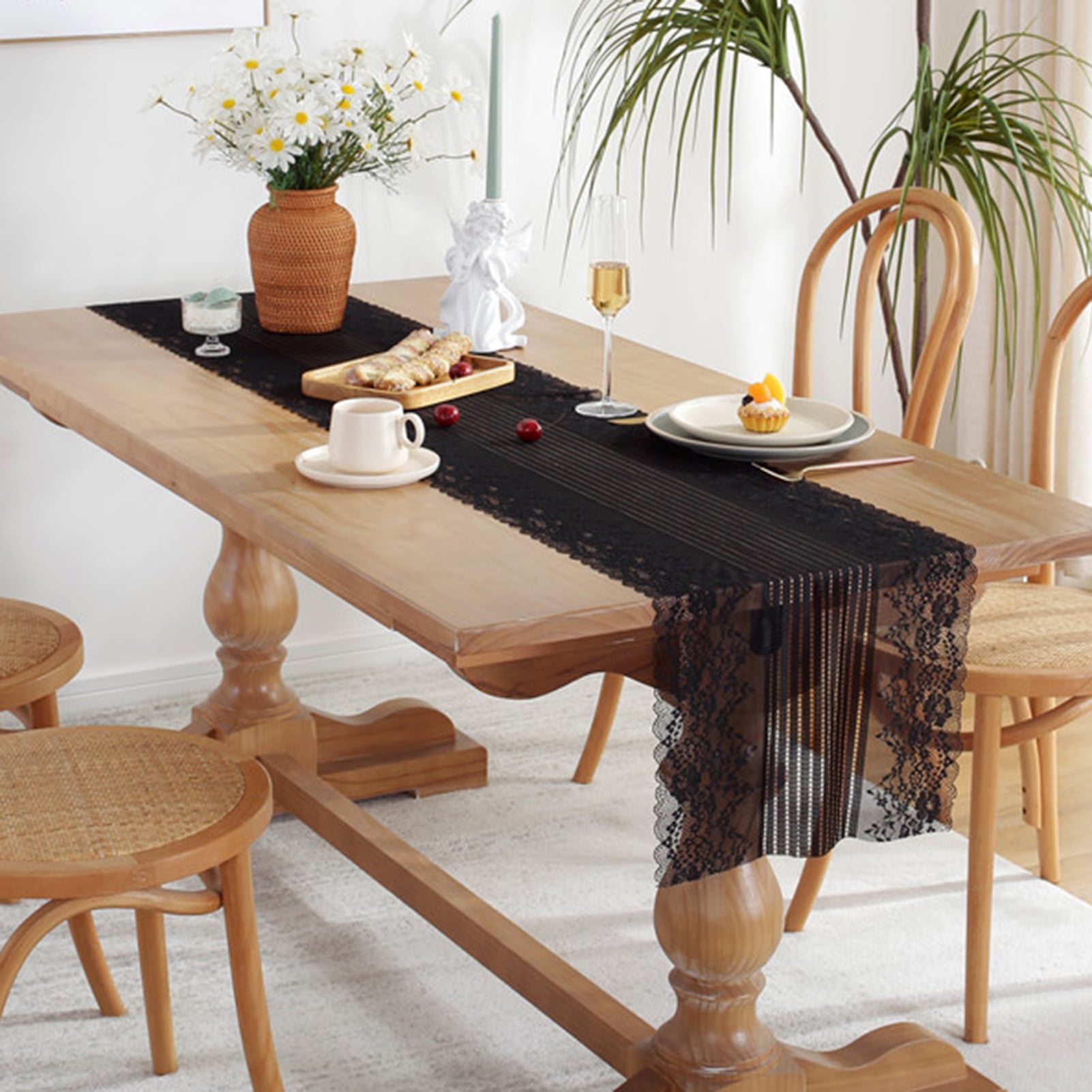 Ludlz Stylish Table Runners Reusable Polyamide Fibre Transparent White ...