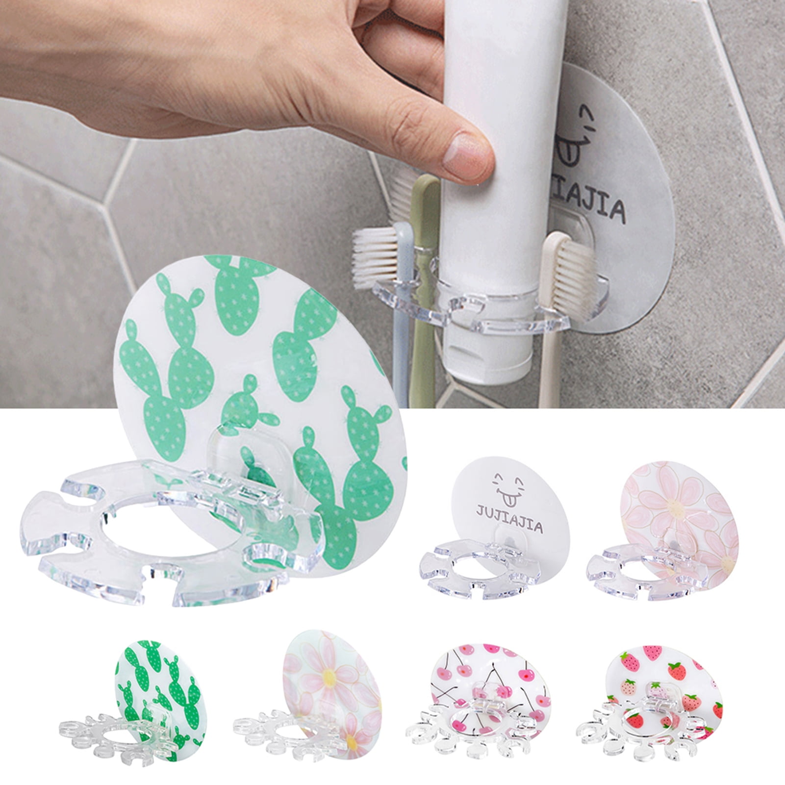 Ludlz Toothbrush Holder, Toothpaste Dispenser Plant Fruit Print Punch ...