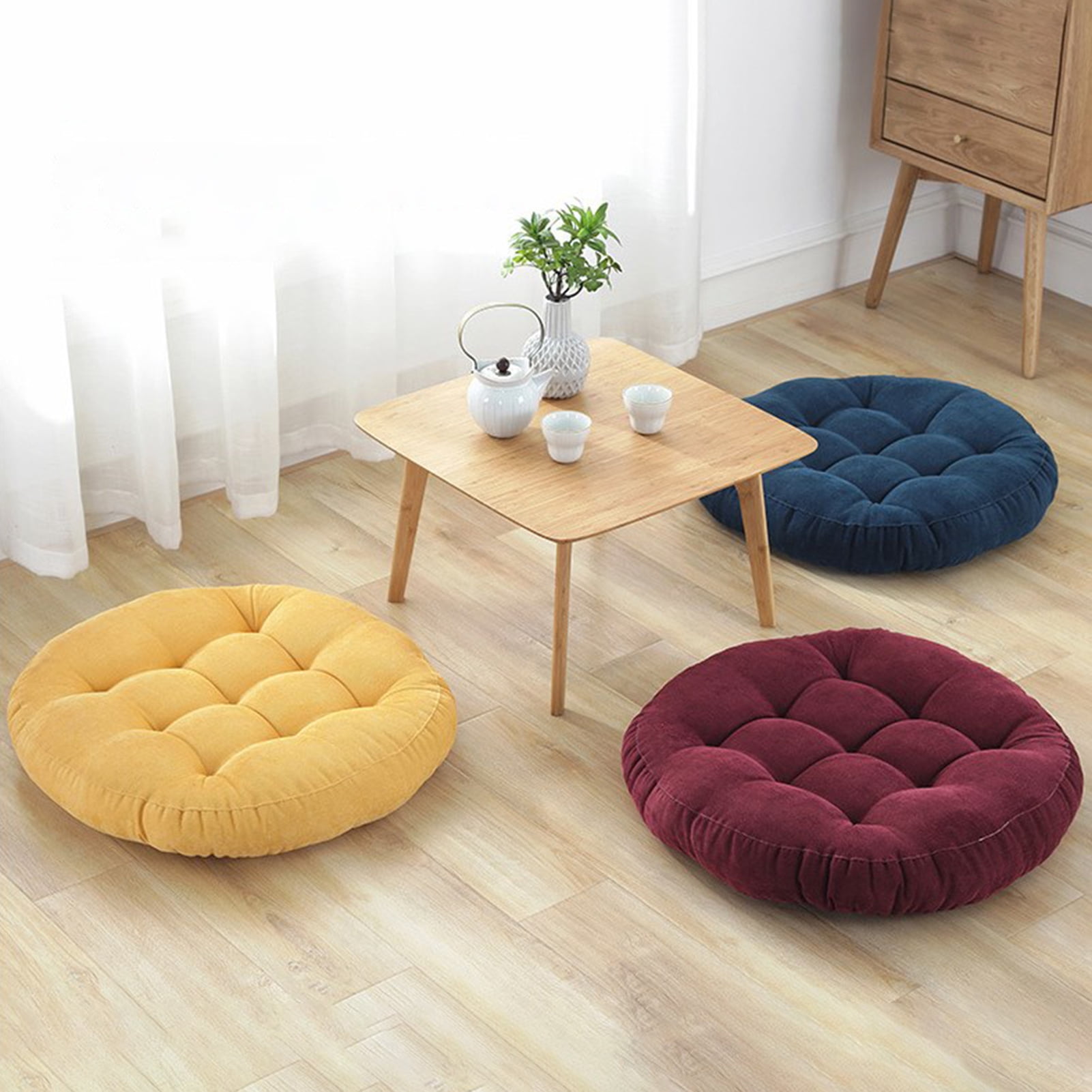Ludlz Tufted Seat Cushion Extra Thick High Elasticity Soft Round Solid ...