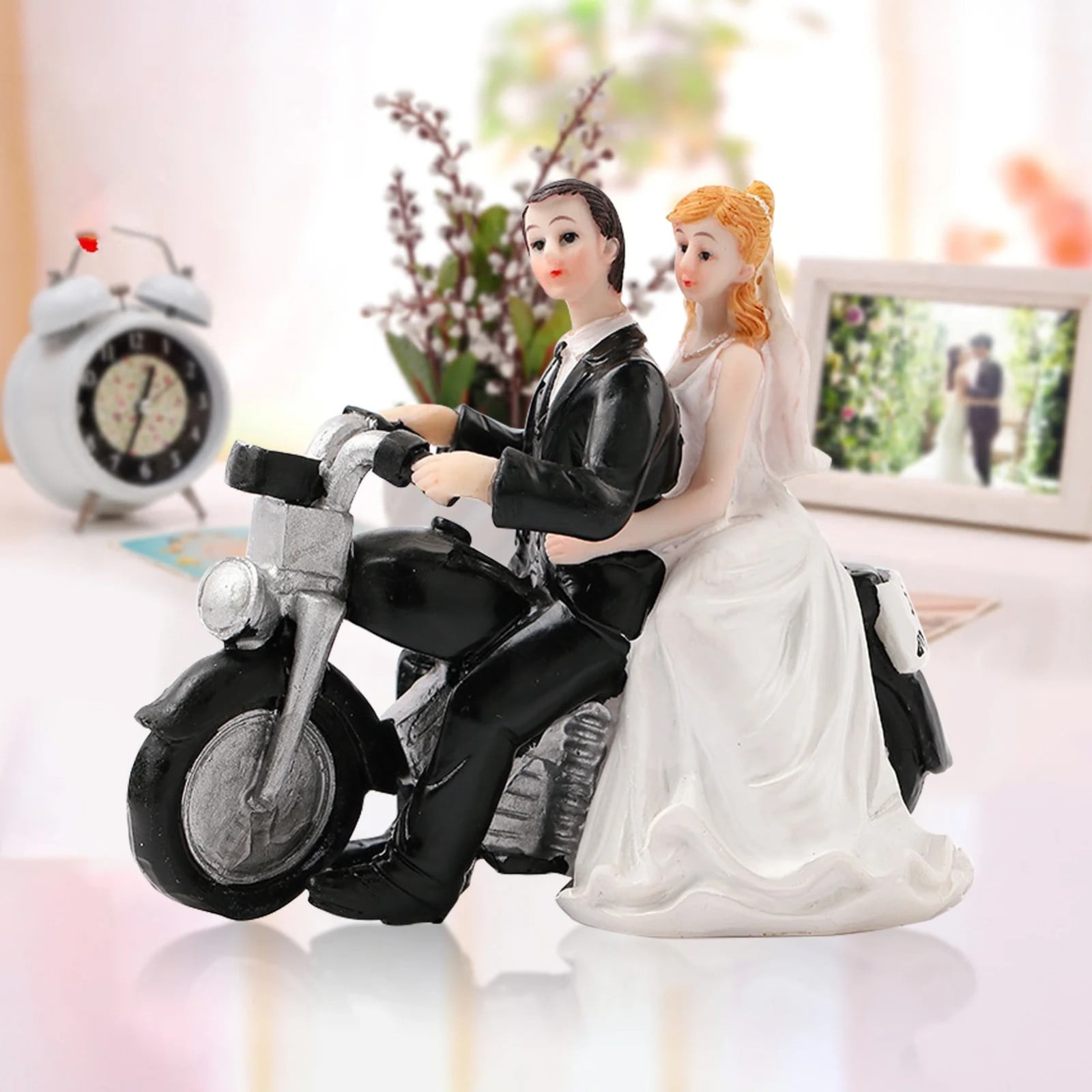 Ludlz Wedding Cake Toppers Bride Groom On Motorcycle Cake Topper ...