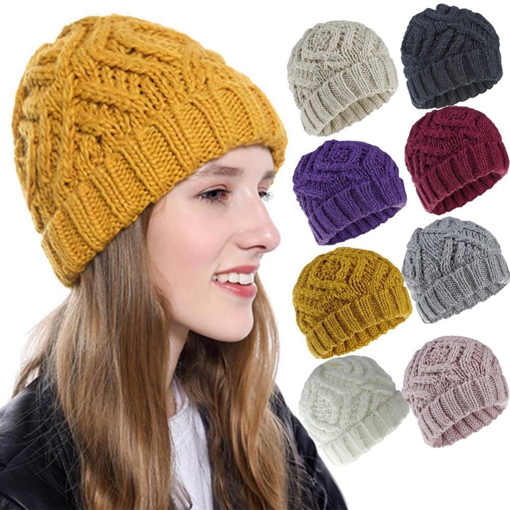 Ludlz Women Beanie Warm Chunky Cable Knit Skull Cap Slouchy Woolen Hat ...