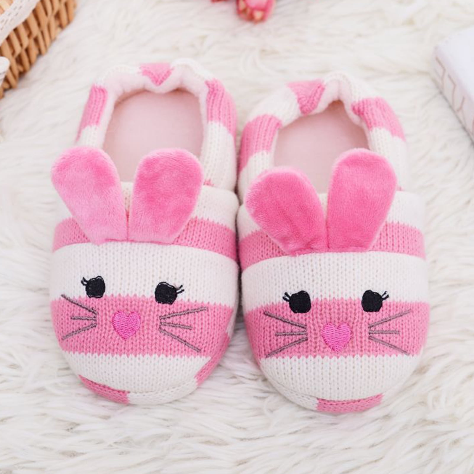 Ludlz Women/Kids Family Cute Rabbit Warm House Slippers Booties Winter ...