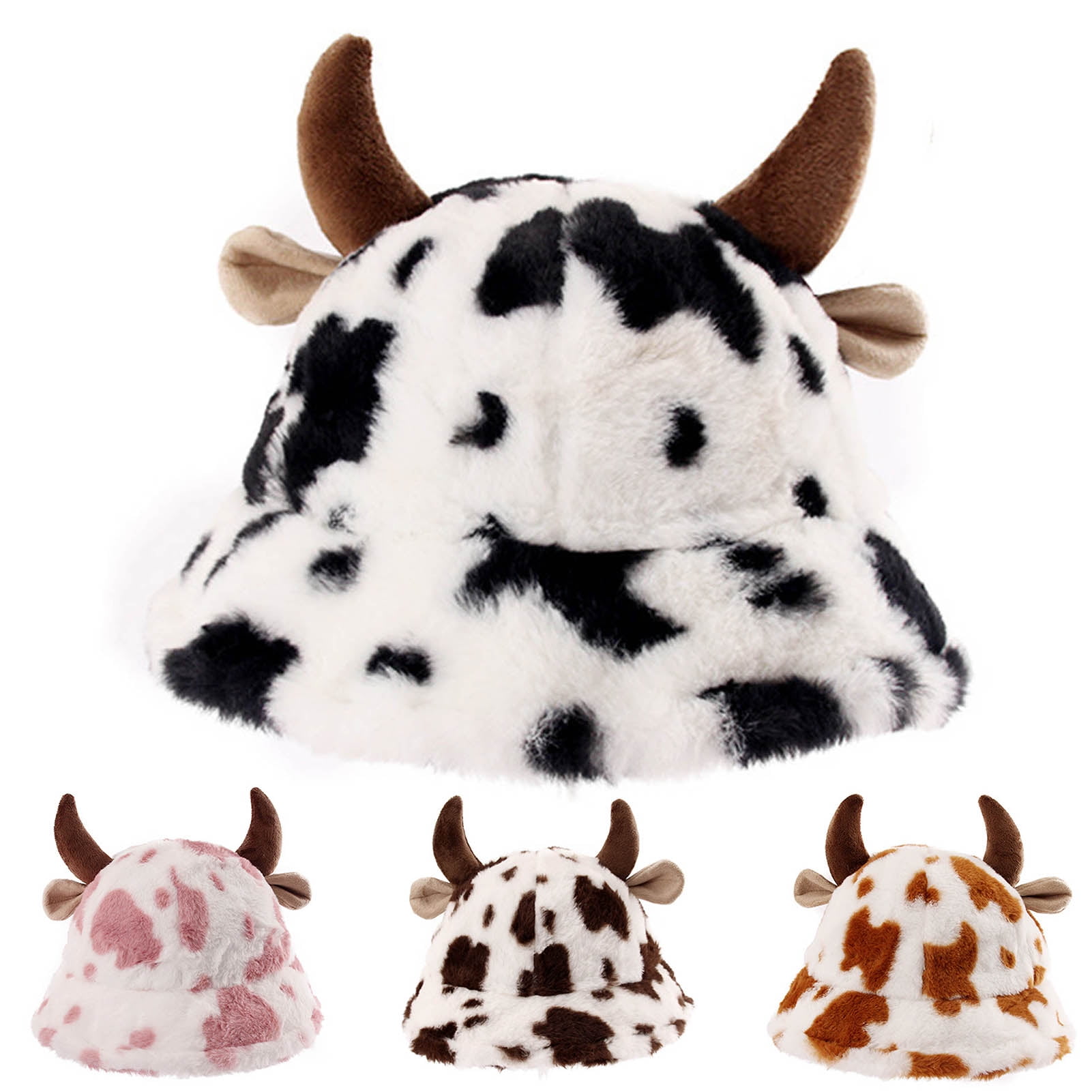 Ludlz Women Plush Bucket Hat Cow Cap Fisherman Beach Festival Sun Hat ...