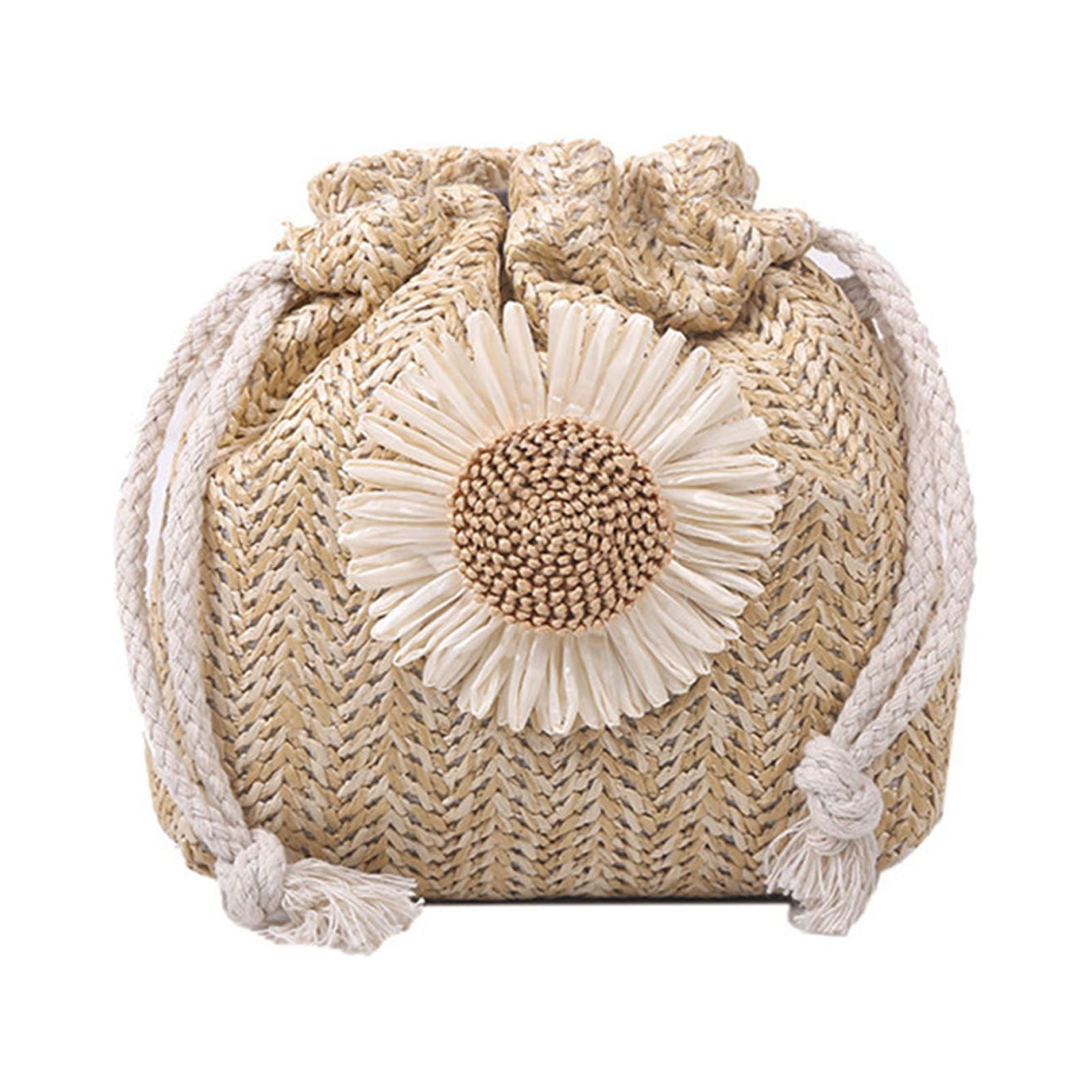 Ludlz Women Rattan Bag Sunflower Straw Bag Handwoven Beach Bohemian ...