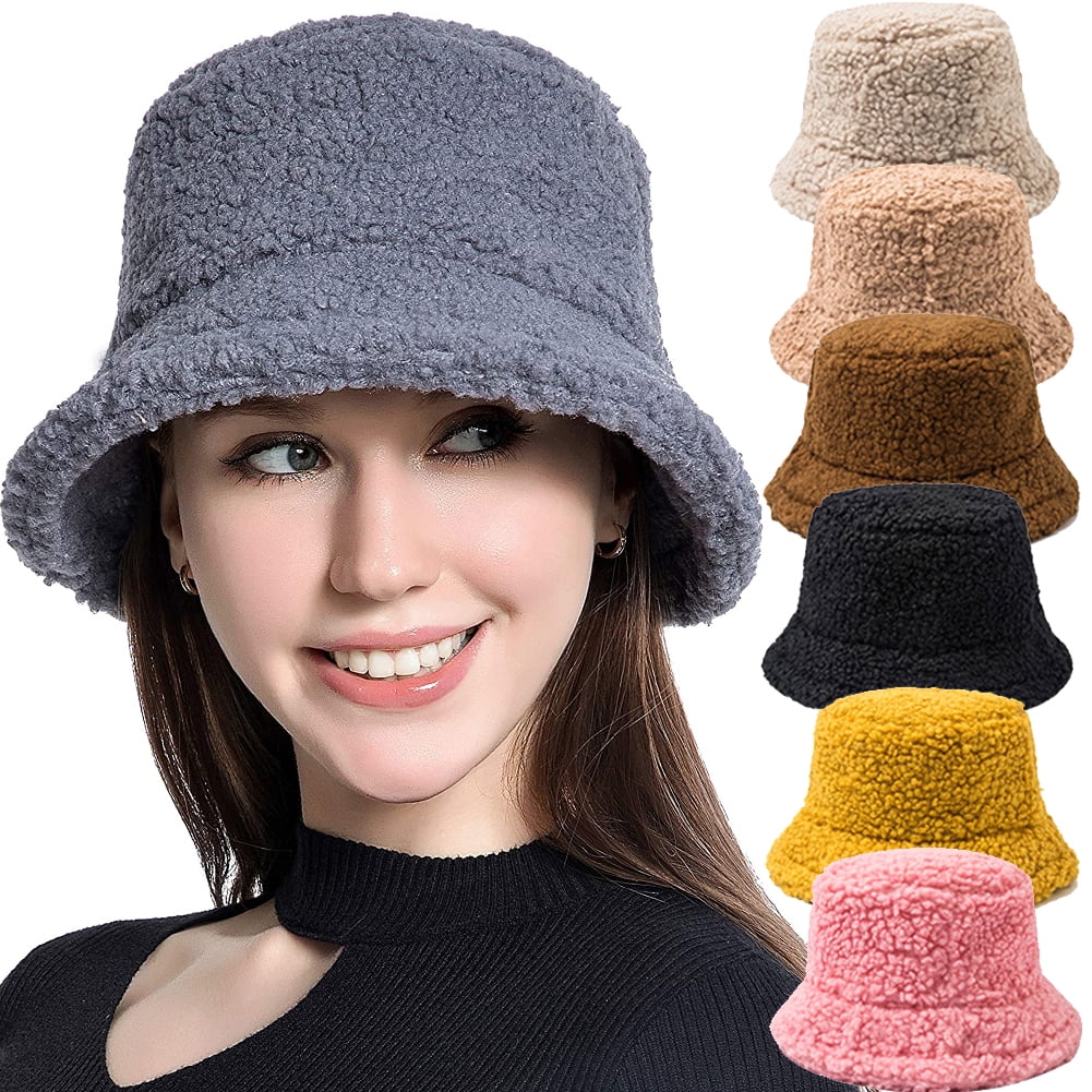 Ludlz Women Winter Plush Cloche Bucket Hat Warm Furry Fisherman Cap ...