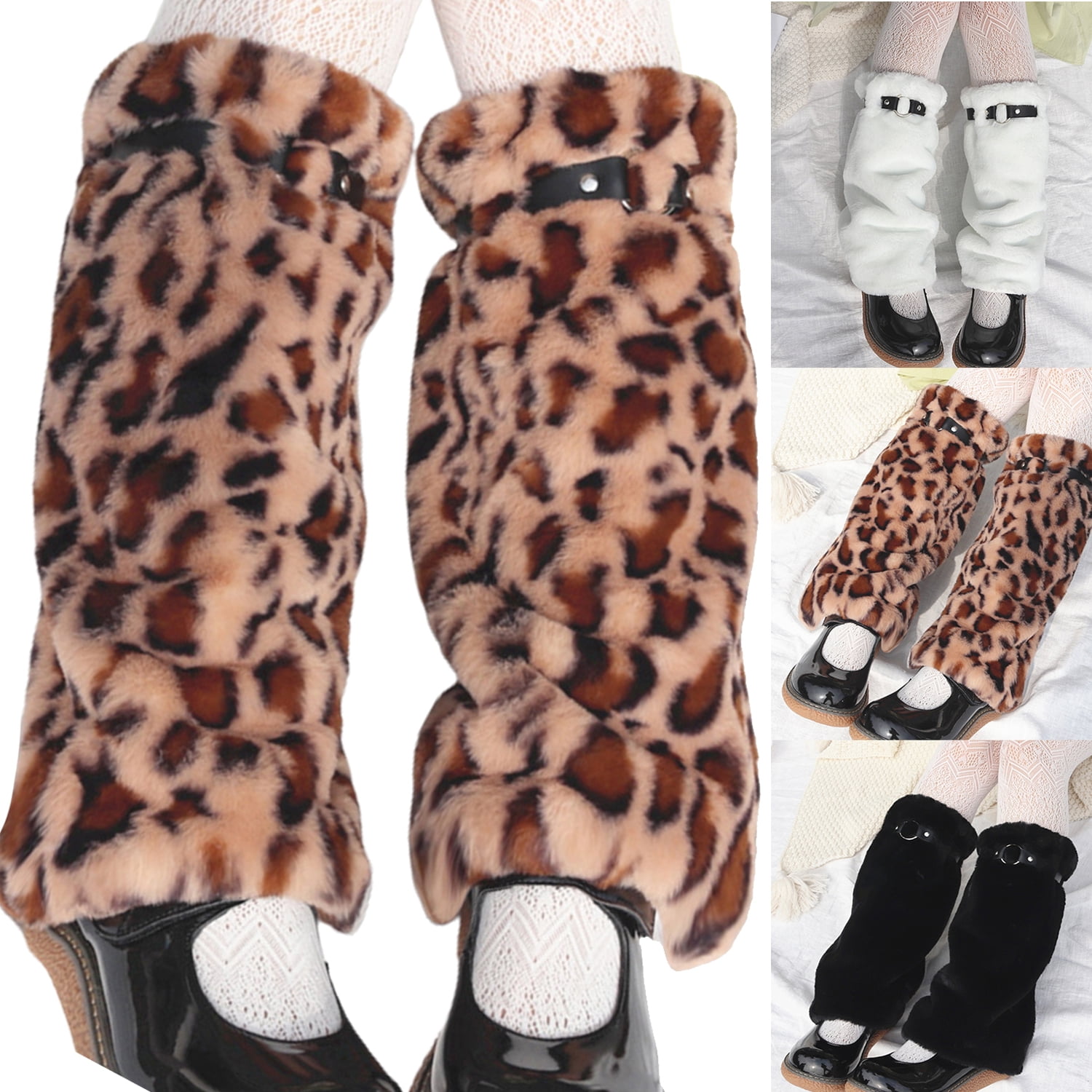 Ludlz Women's Faxu Fur Leg Warmers Sexy Furry Fuzzy Leg Warmers Soft ...