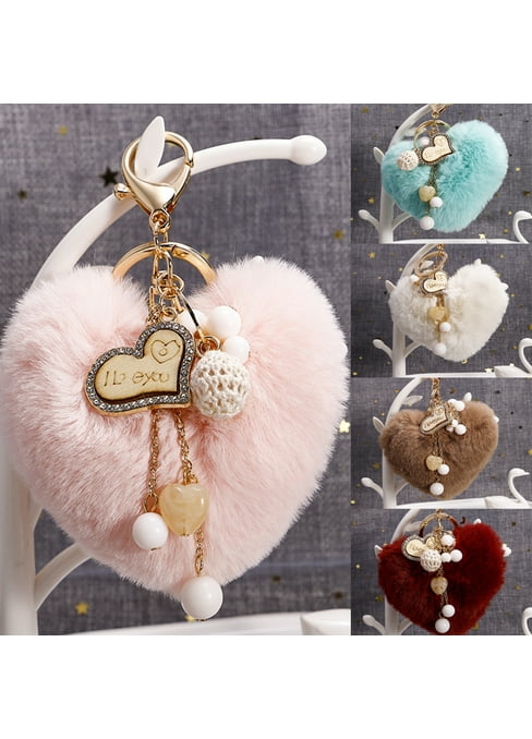 Uxcell Faux Fur Pom Pom Keychain Artificial Cute Puff Ball Keychain ...