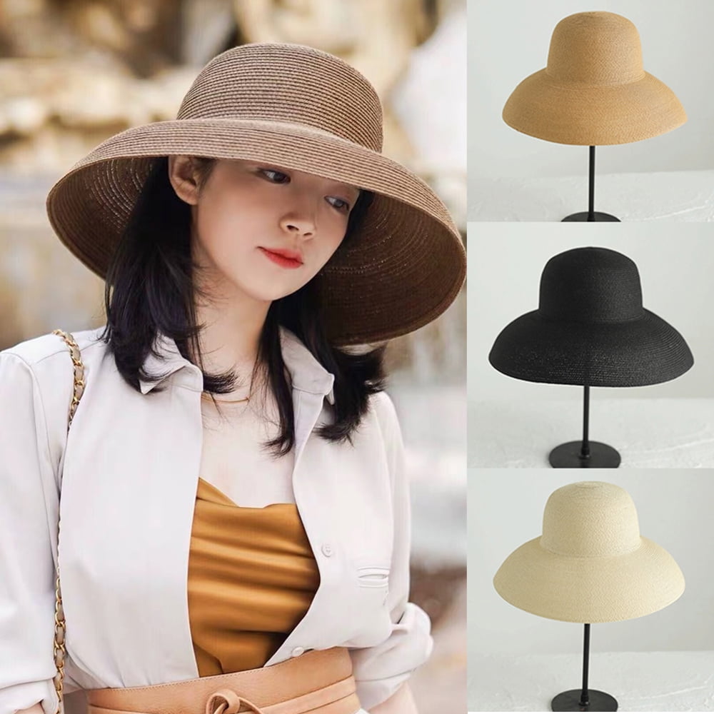 Ludlz Women's Wide Brim Sun Protection Straw Hat,Folable Floppy Hat ...