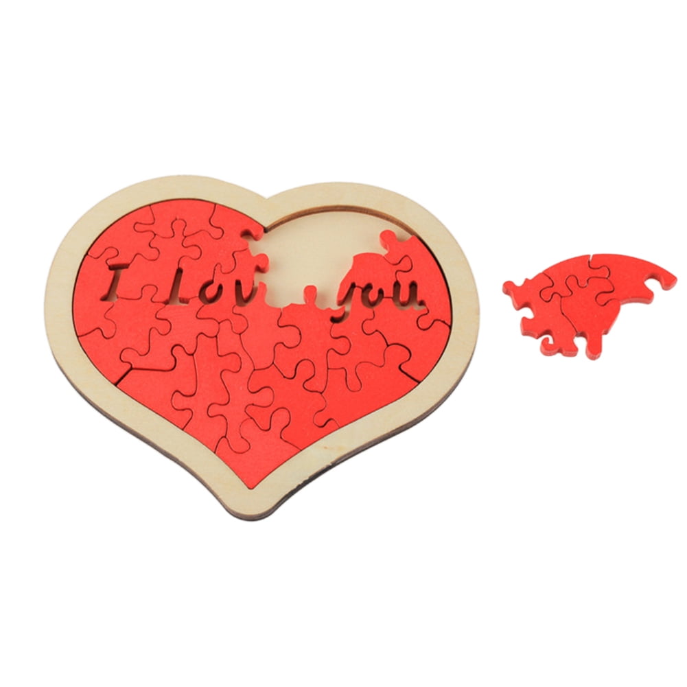 Ludlz Wooden Love Heart Shape Jigsaw Puzzles Building Blocks for ...