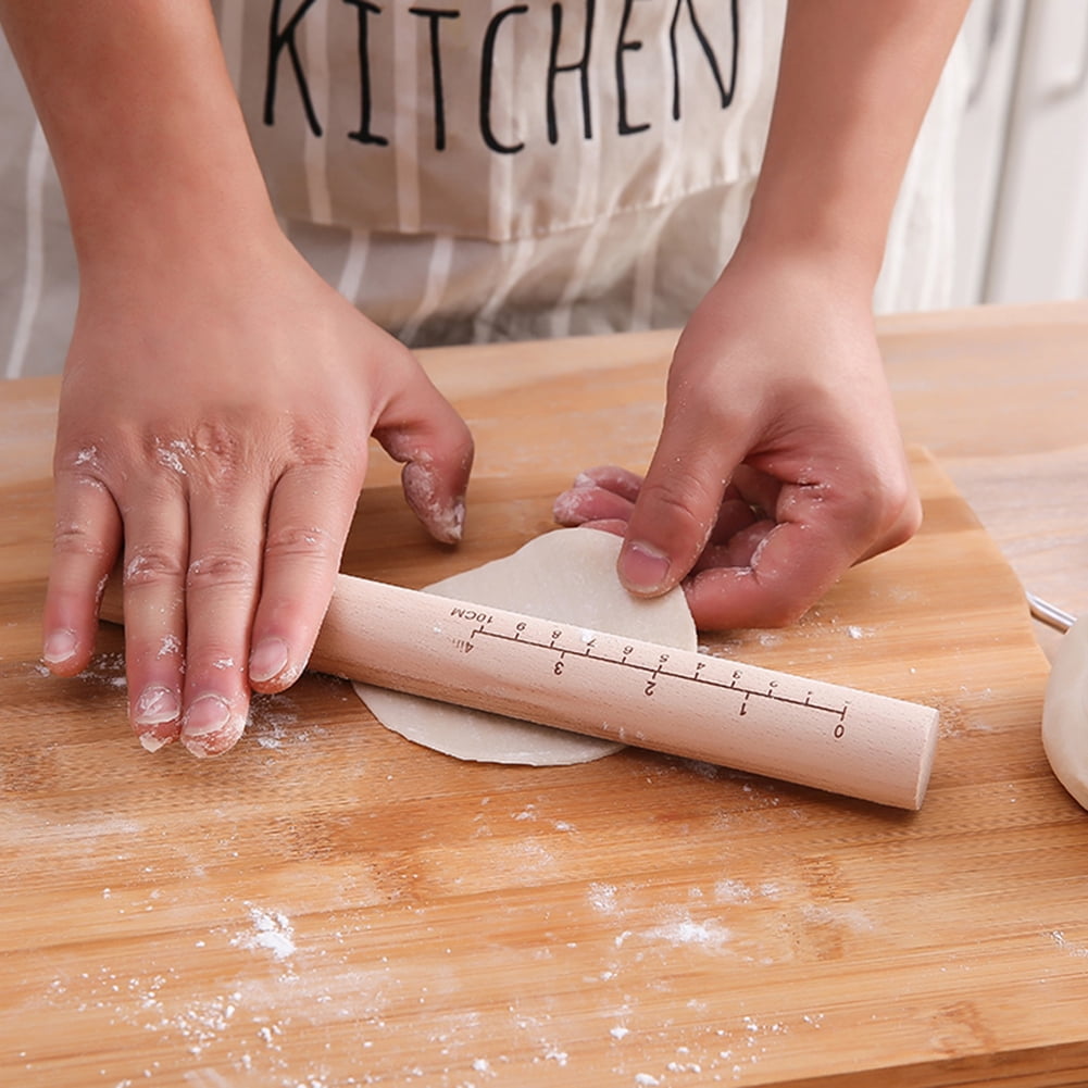 Ludlz Wooden Rolling Pin with Scale for Baking Pizza Pie Pastries ...