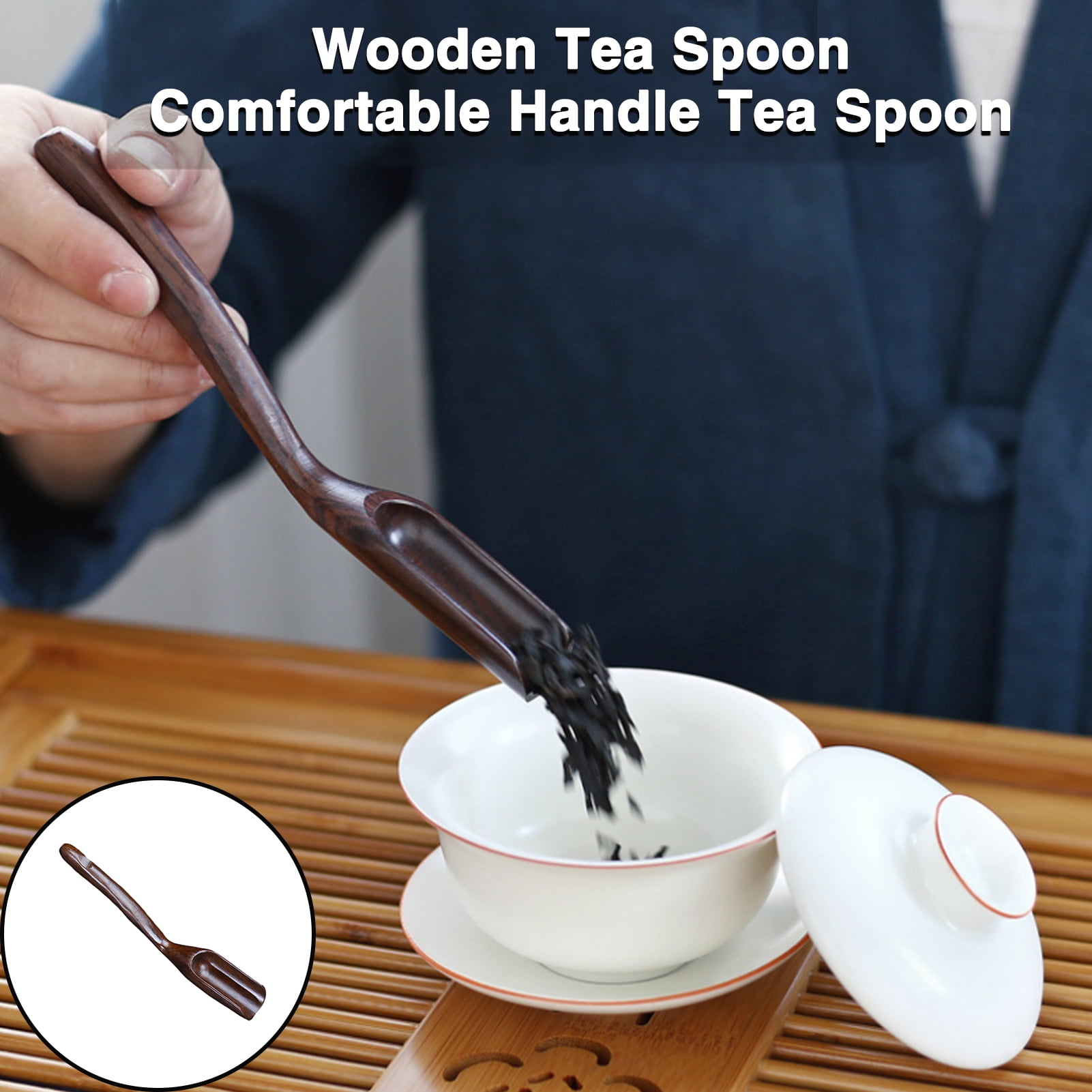 Ludlz Wooden Tea Spoon Long Handle Comfortable Grip Loose Tea Measuring ...