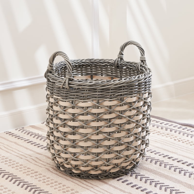 Ludmilla Round Tall Water Hyacinth Woven Wicker Laundry Hamper with Lid ...