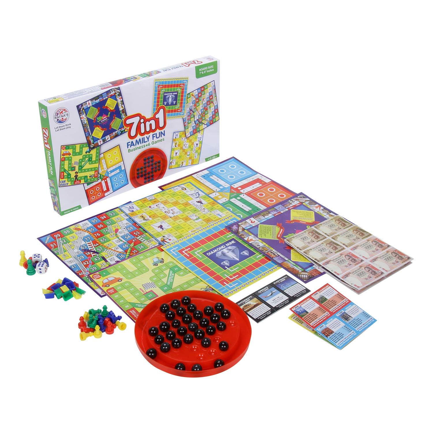 Ludo 7 In 1 Family Board Game | Board Size: 6.5 Inches * 6.5 Inches & 8 ...