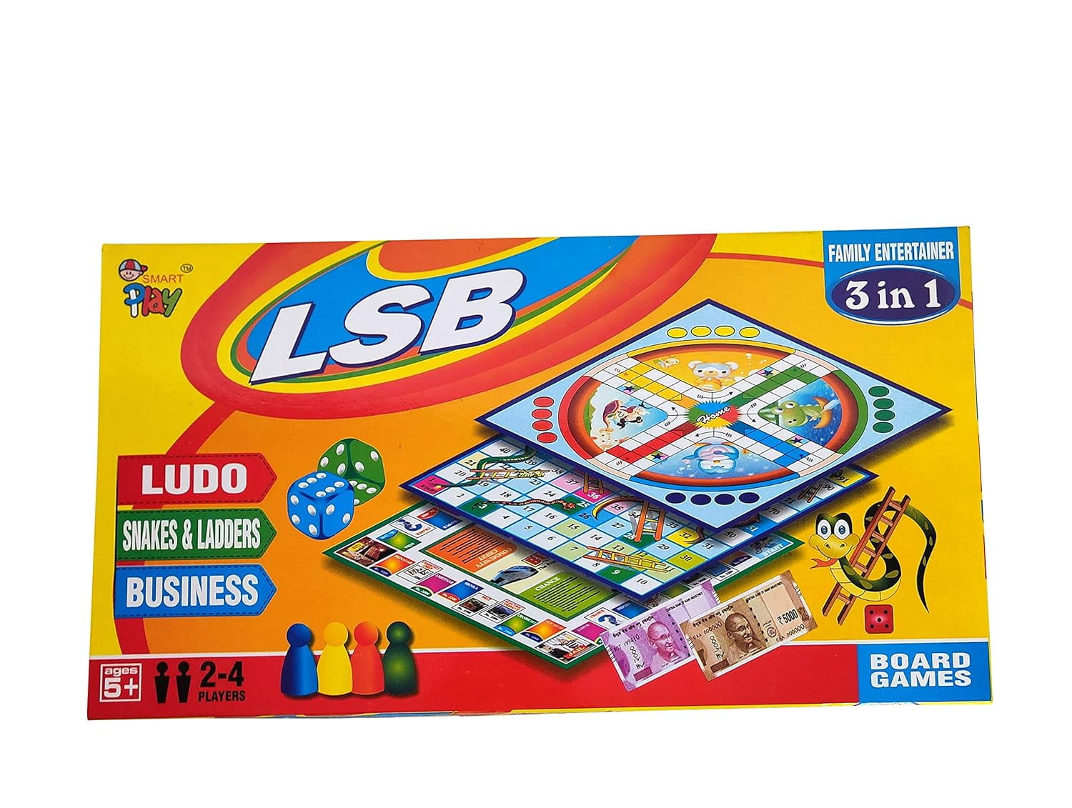 Ludo Snakes & Ladder Business, 3in1 Party & Fun Board Game For All Kids, (Ludo, Snakes, Business ...