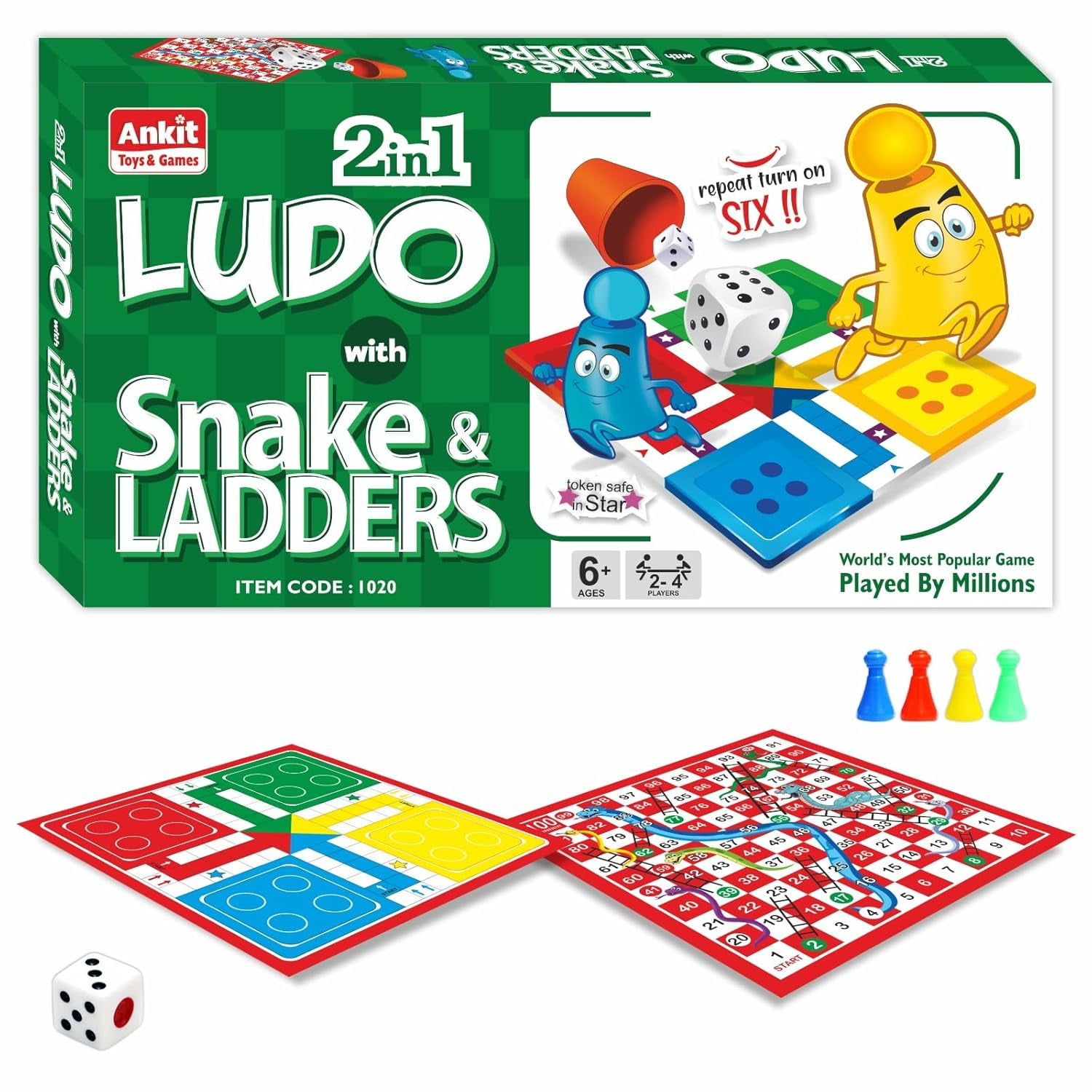 Ludo & Snakes & Ladders 14" Board Game Set For Kids And Families Educational Classic Game Combo ...