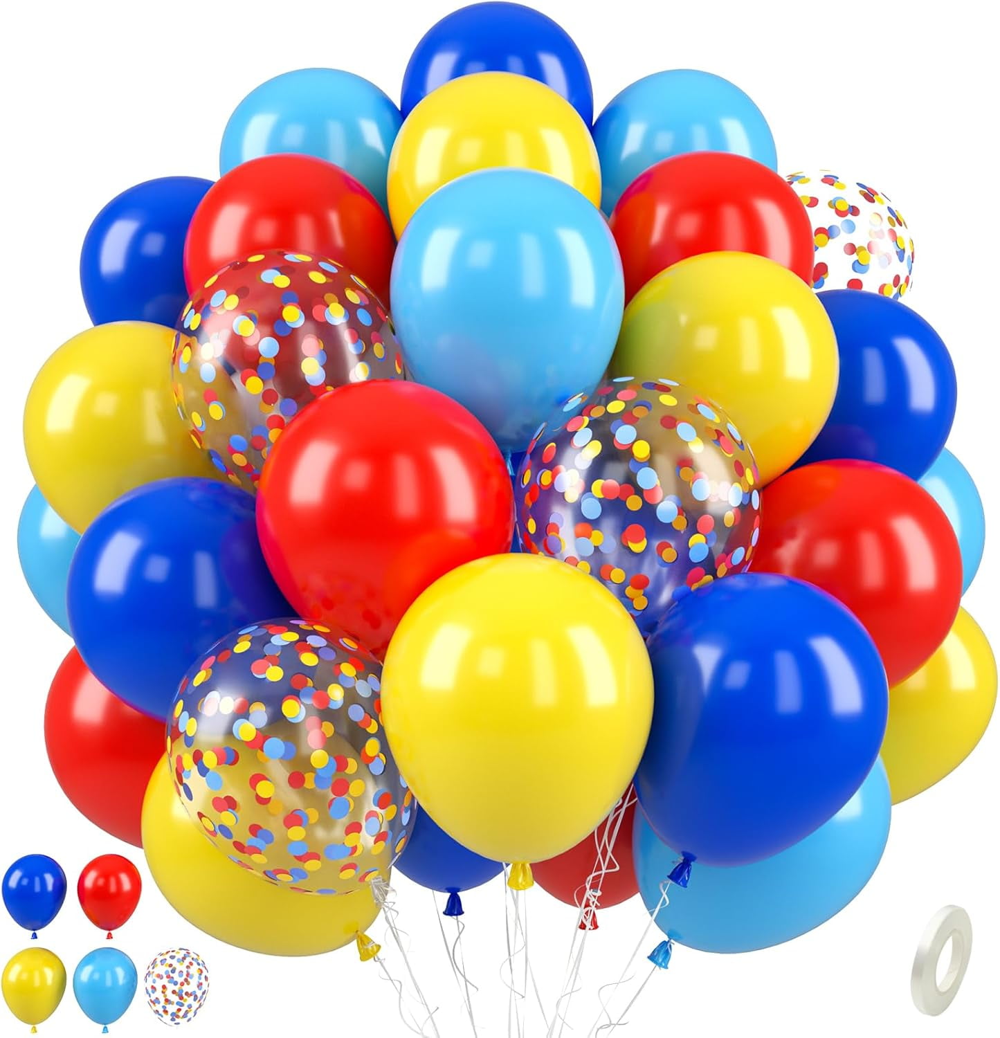 Ludolm 60 Pcs Balloons with Bright Color Sets, 12 Inch Multicoloer ...