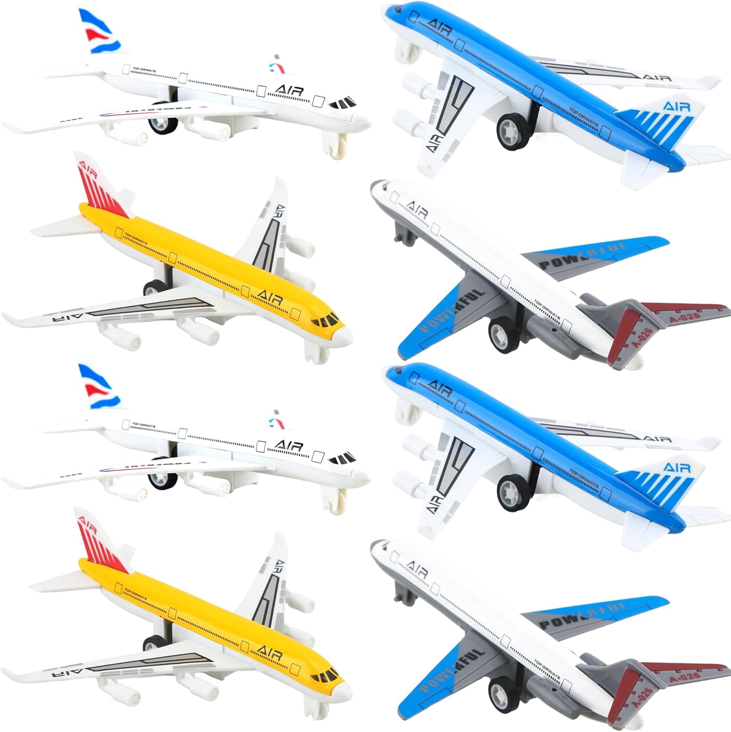 Ludolm 8 Pcs 6 inch Pull Back Airplane Toys Mini Diecast Airplanes ...