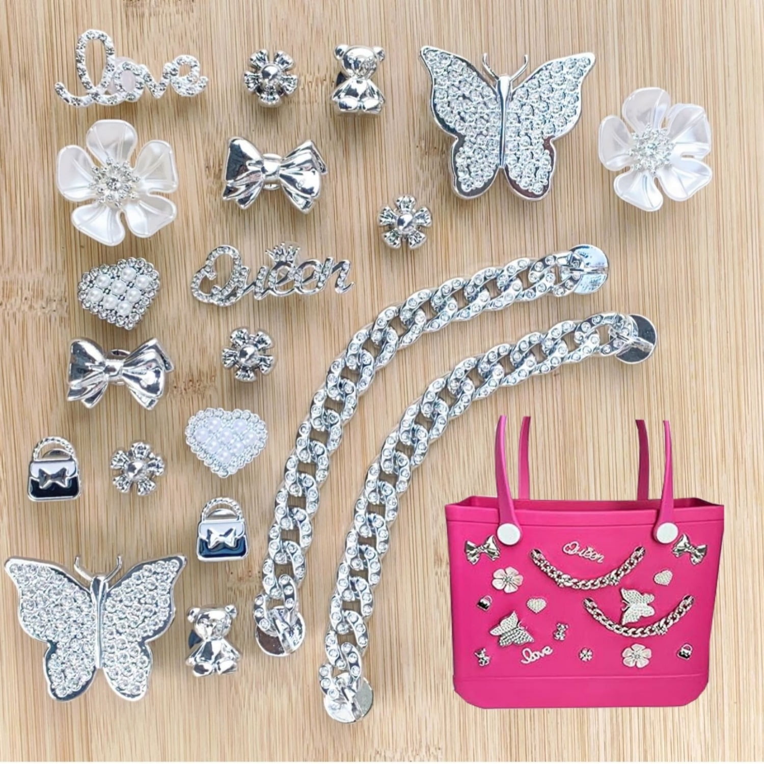 Ludolm Charms for Bogg Bags,Pearls and Butterfly Flowers for Bogg Bag ...
