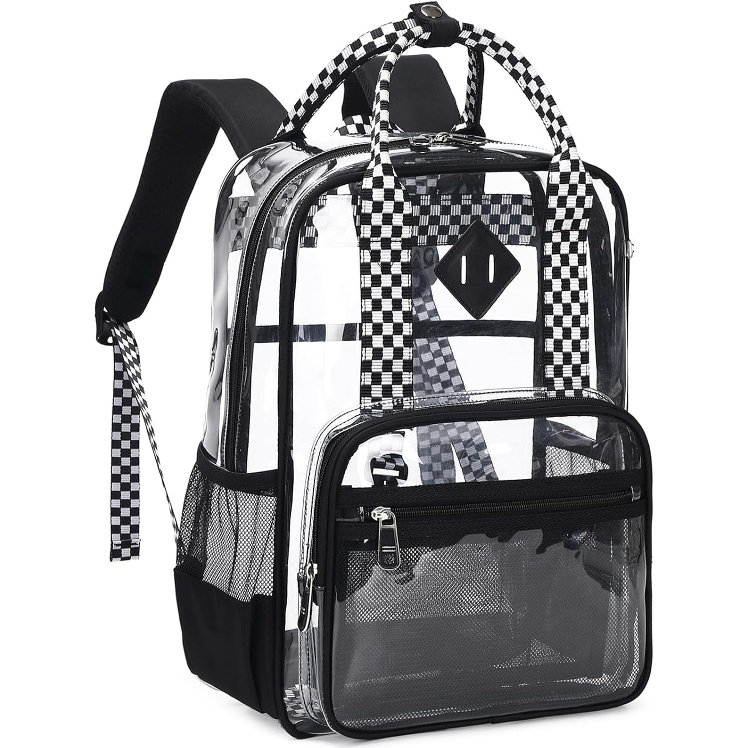 Ludolm Clear Backpacks for Stadium Approved Small Clear See Through Book Bag for School Heavy ...