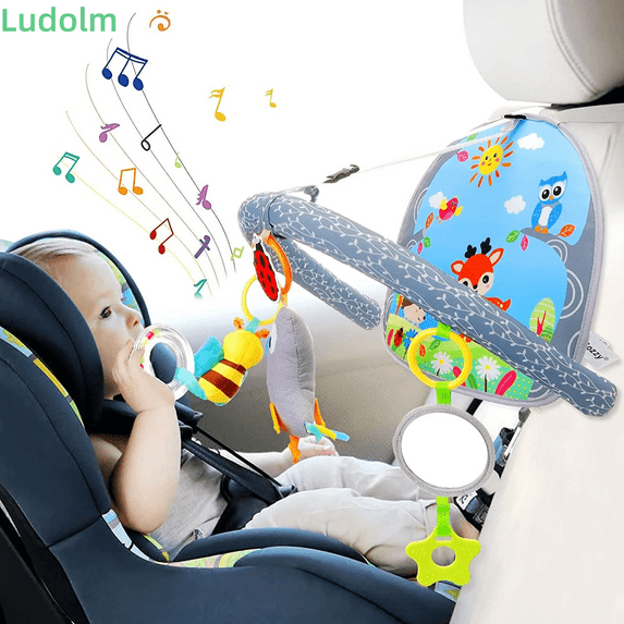 Ludolm Baby Car Seat Toy Bar, Rear Facing Musical Toys with Rattle ...