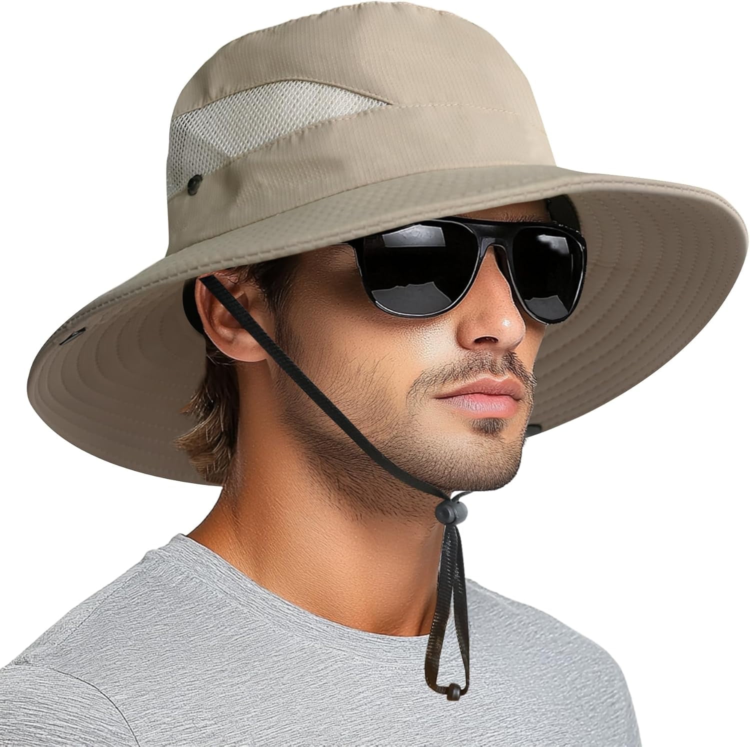 Ludolm Sun Bucket Beach Hats for Men Women 3” Wide Brim UPF 50+ Fishing ...