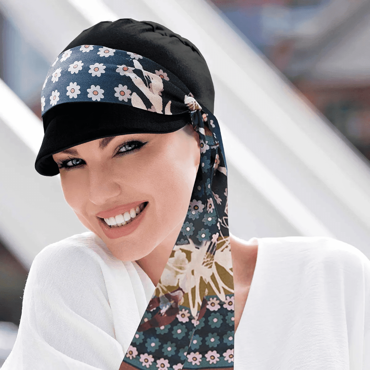 Ludovica (Black Blush Fiori) Luxury Fashion Sun Hat with Scarf / Summer ...