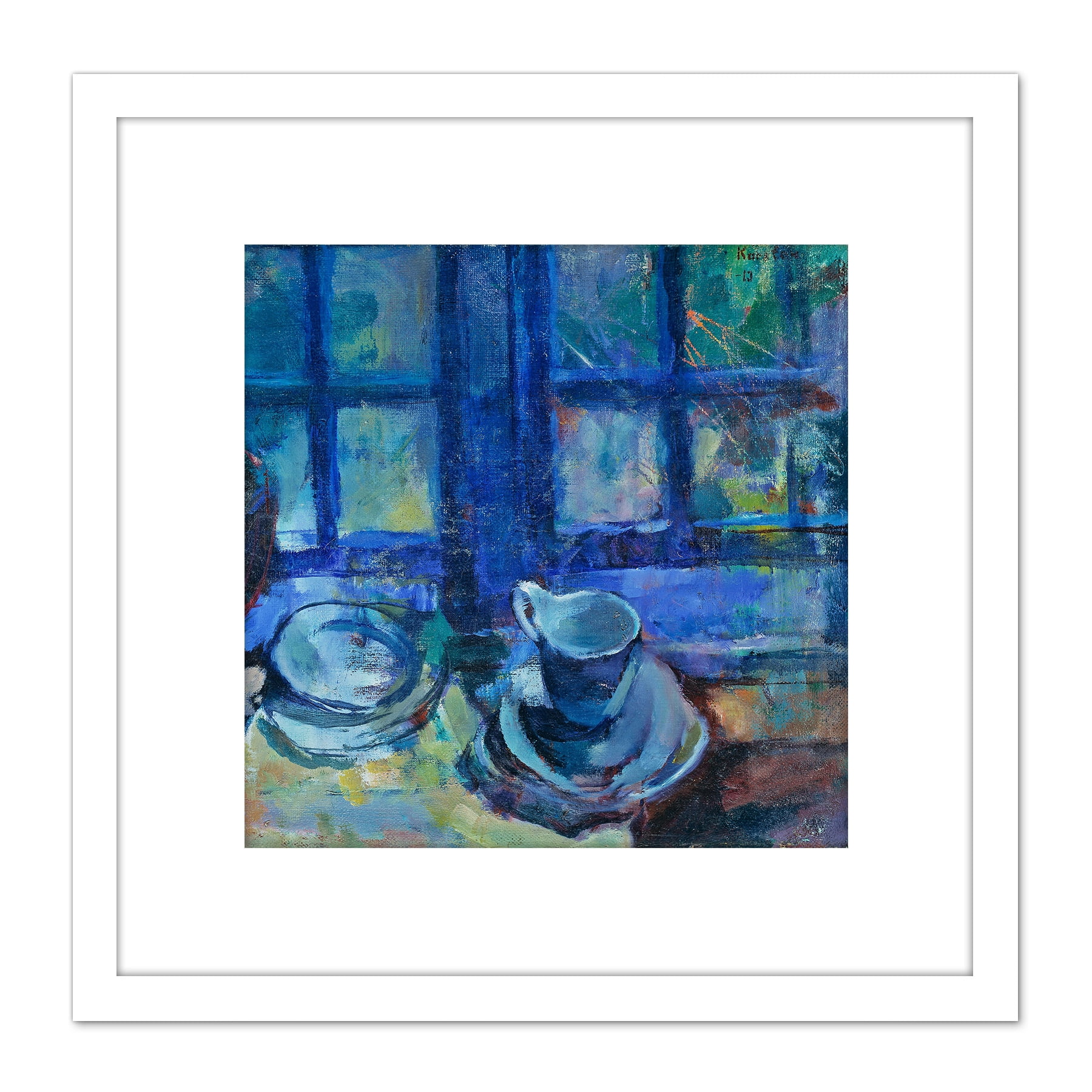 Ludvig Karsten The Blue Kitchen 8X8 Inch Square Wooden Framed Wall Art ...