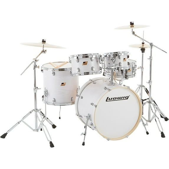 Ludwig BackBeat Elite 5-Piece Drum Set With 22" Bass Drum, Hardware & Cymbals Arctic Grain ...