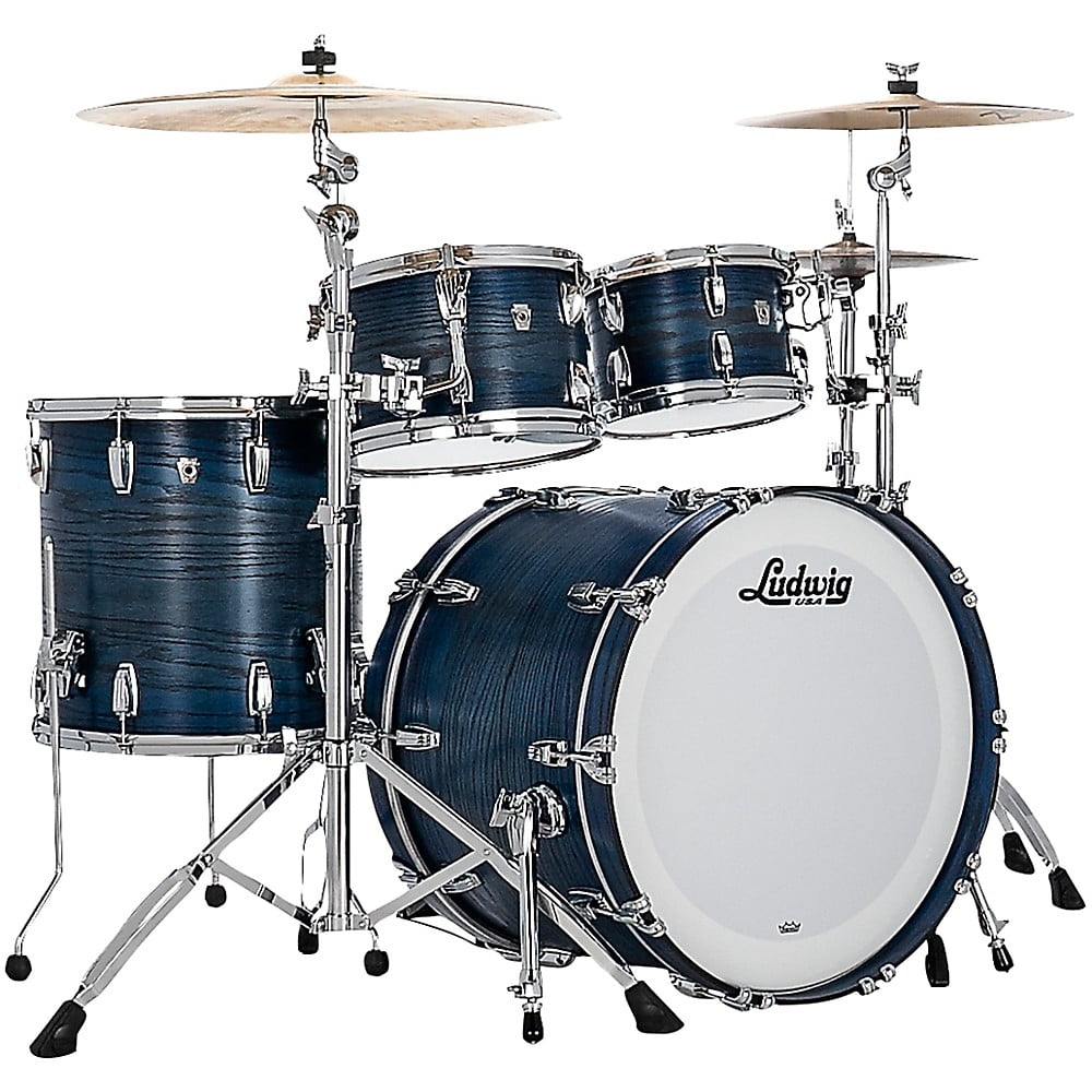 Ludwig Classic Oak 4-Piece Studio Drum Set with 22" Bass Drum, Blue ...