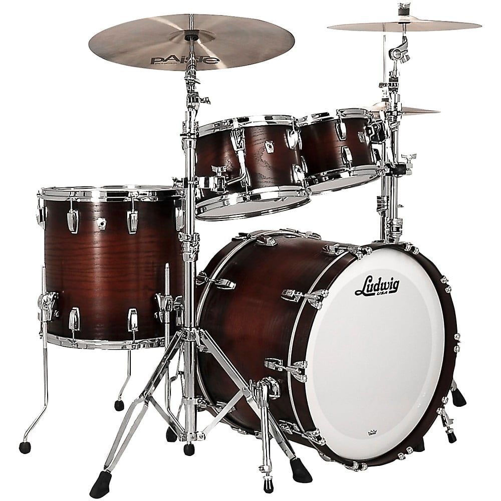 Ludwig Classic Oak 4-Piece Studio Drum Set with 22" Bass Drum, Brown ...