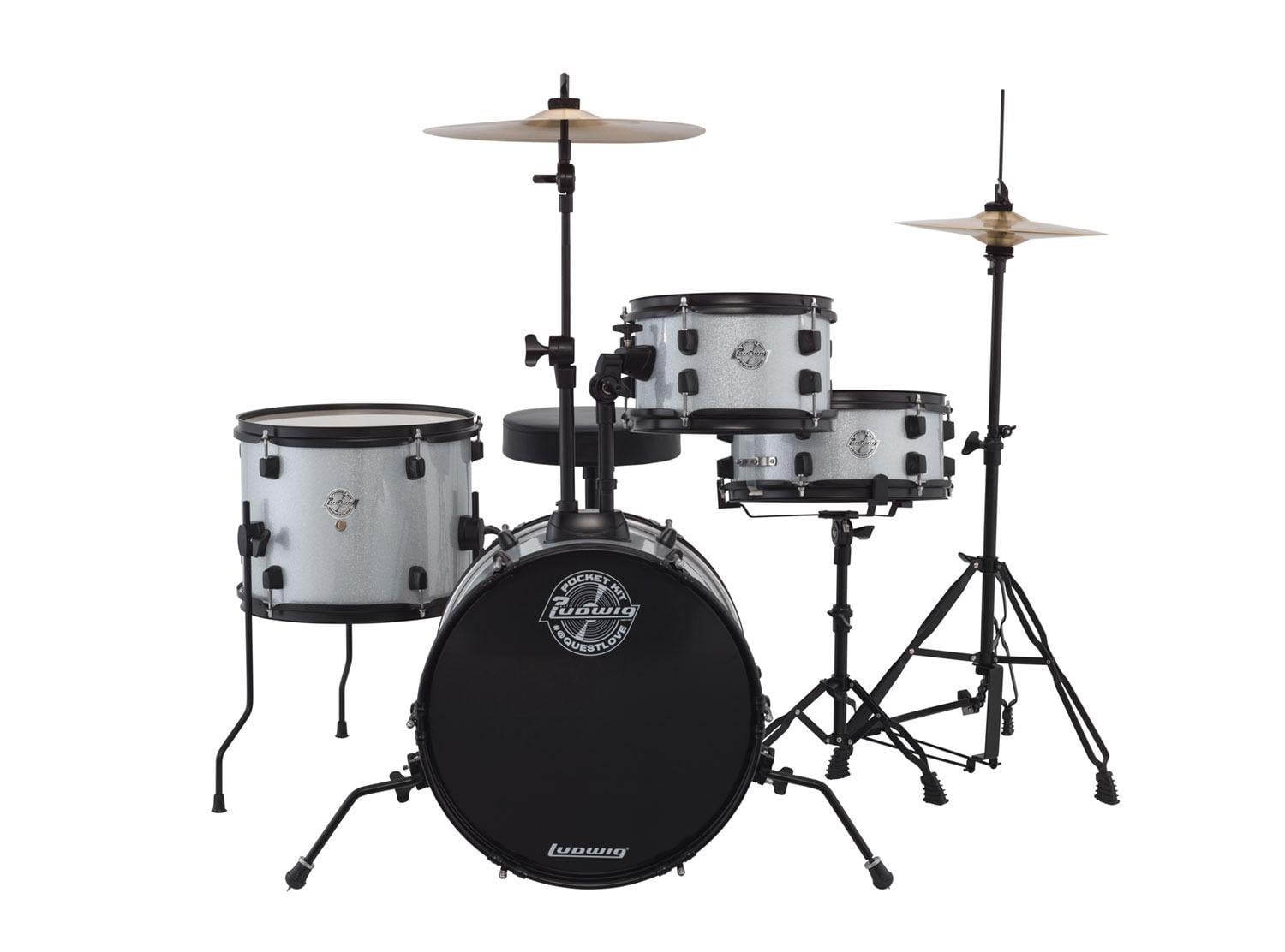 Ludwig Pocket Kit 4pc Acoustic Drum Set Junior Size White Sparkle ...