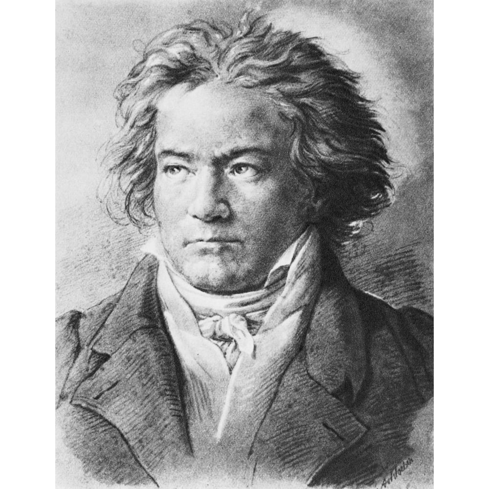 Ludwig Van Beethoven N(1770-1827). German Composer. Charcoal With Chalk ...