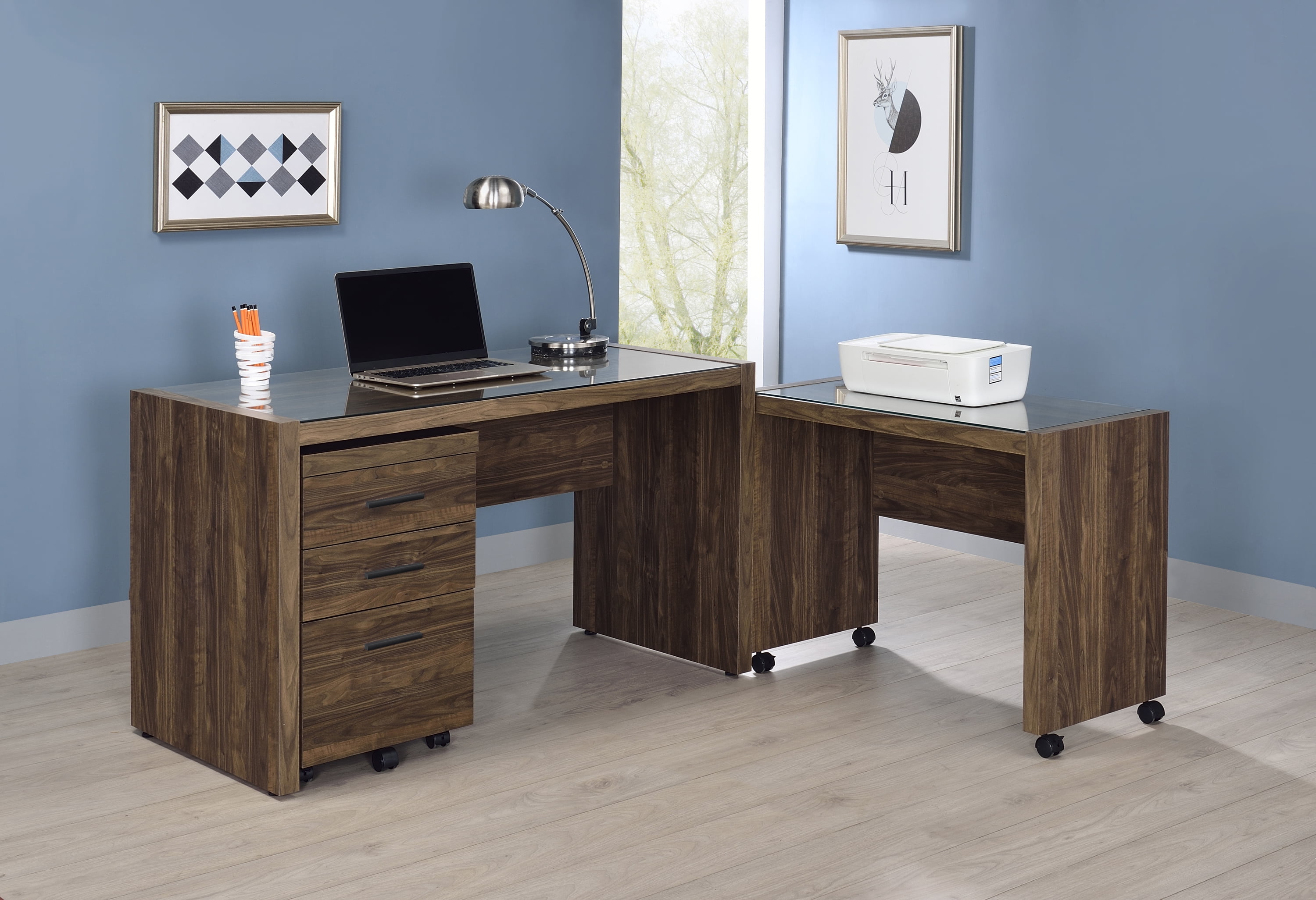 Coaster Luetta 48" Rectangular Wood Writing Desk in Aged Walnut ...