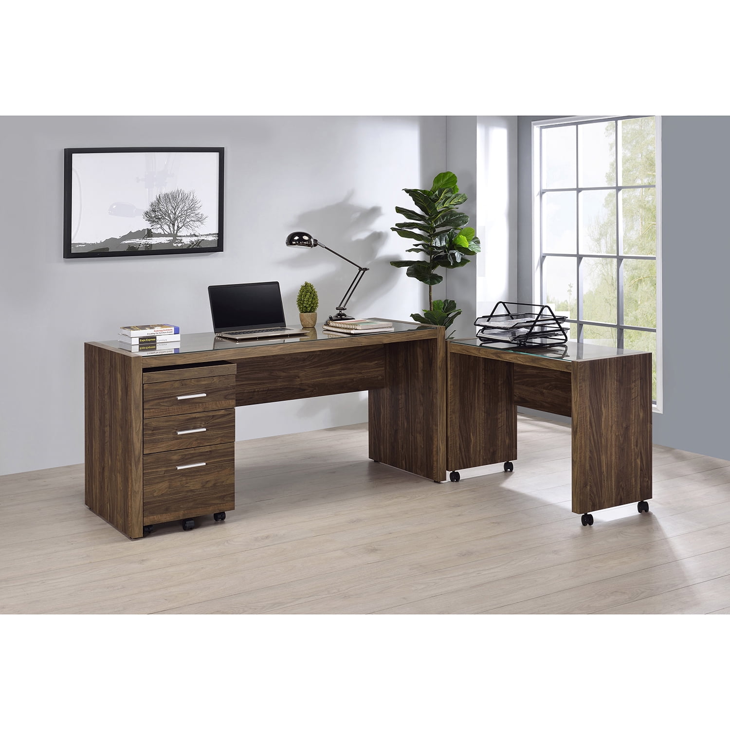 Luetta 59-inch Rectangular Writing Desk Aged Walnut - Walmart Business ...