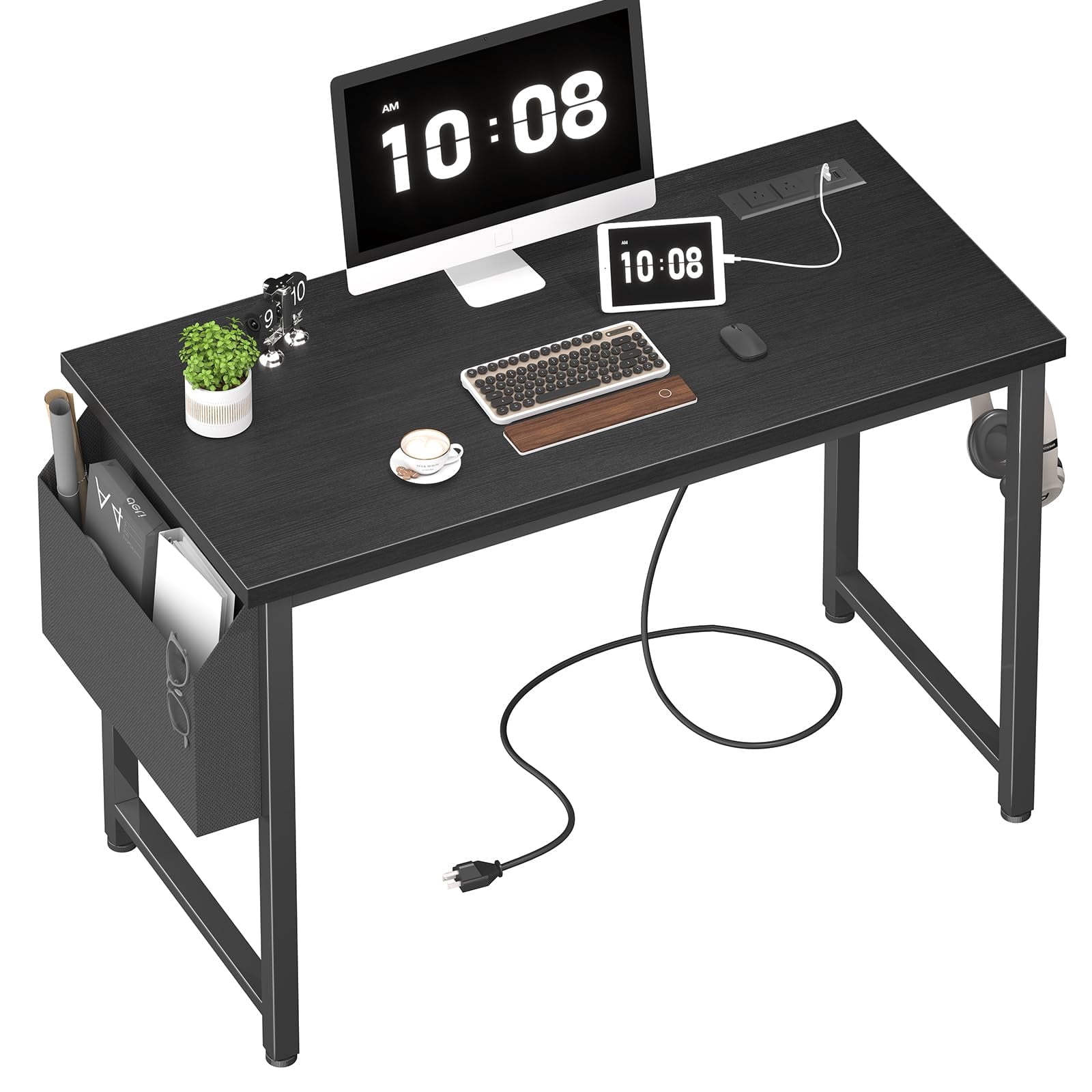 Lufeiya 39 inch Computer Desk with Power Outlet, 40 inch Teen Study ...